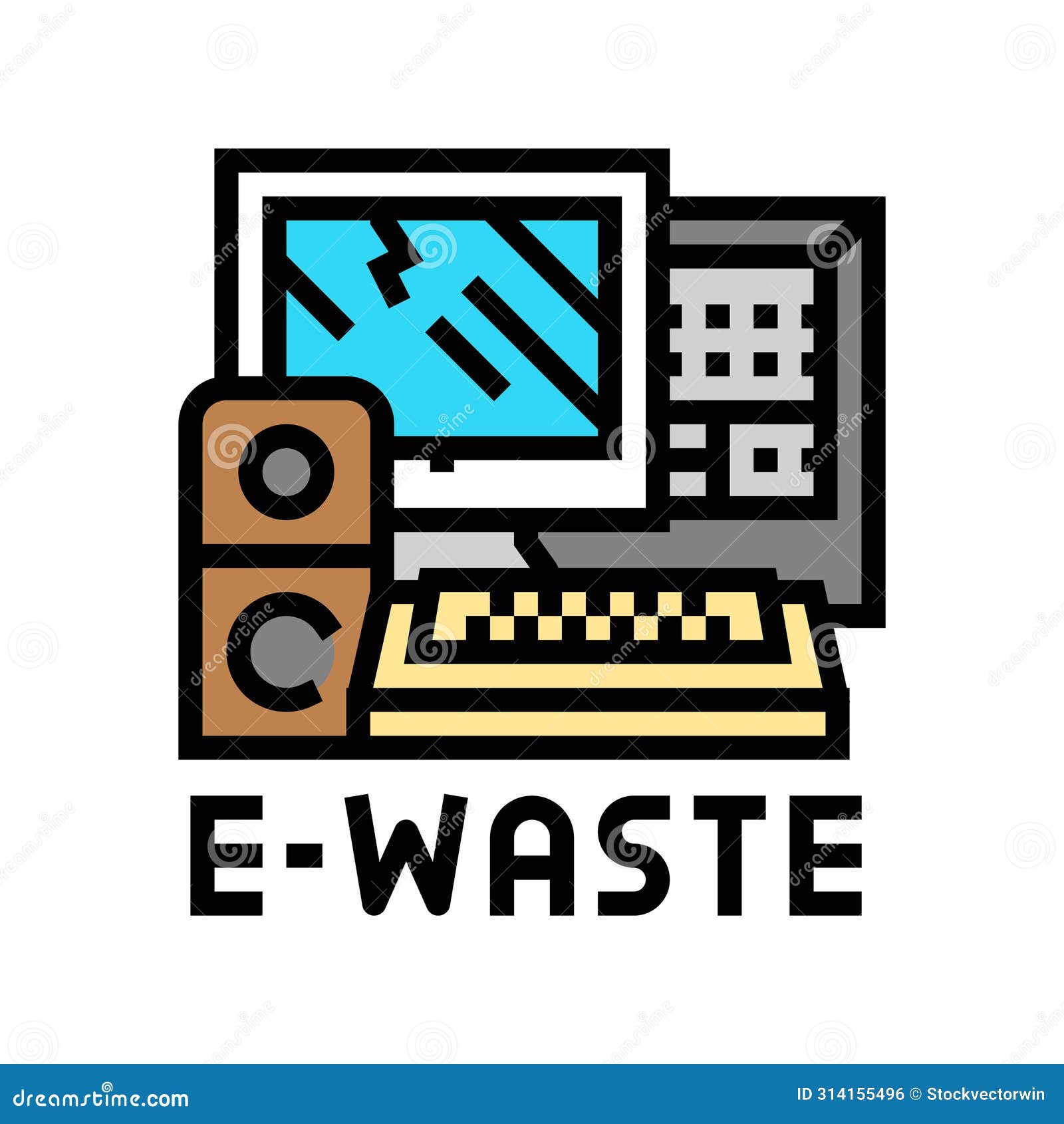 Ewaste Waste Sorting Color Icon Vector Illustration Stock Vector ...