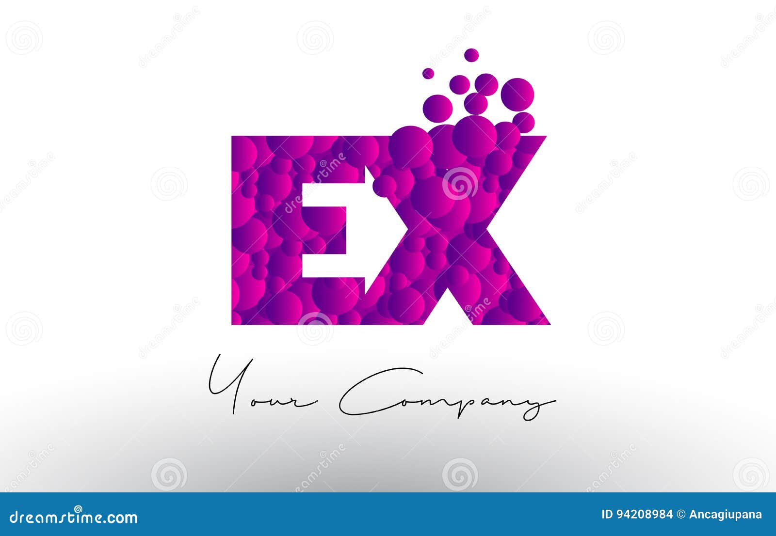 EX E X Dots Letter Logo With Purple Bubbles Texture. Vector ...