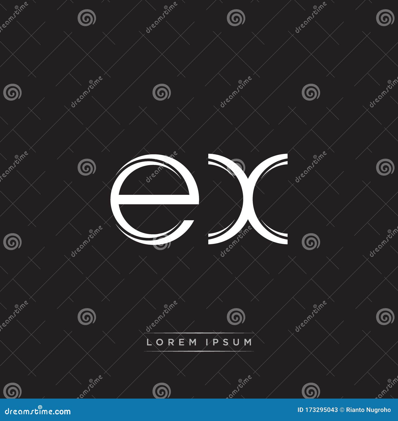 EX Initial Letter Split Lowercase Logo Modern Monogram Template Isolated on Black White Stock ...
