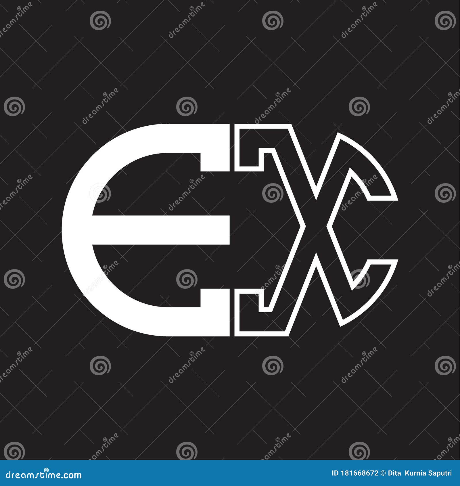 EX Letter Logo Monogram with Oval Shape Negative Space Design Template ...
