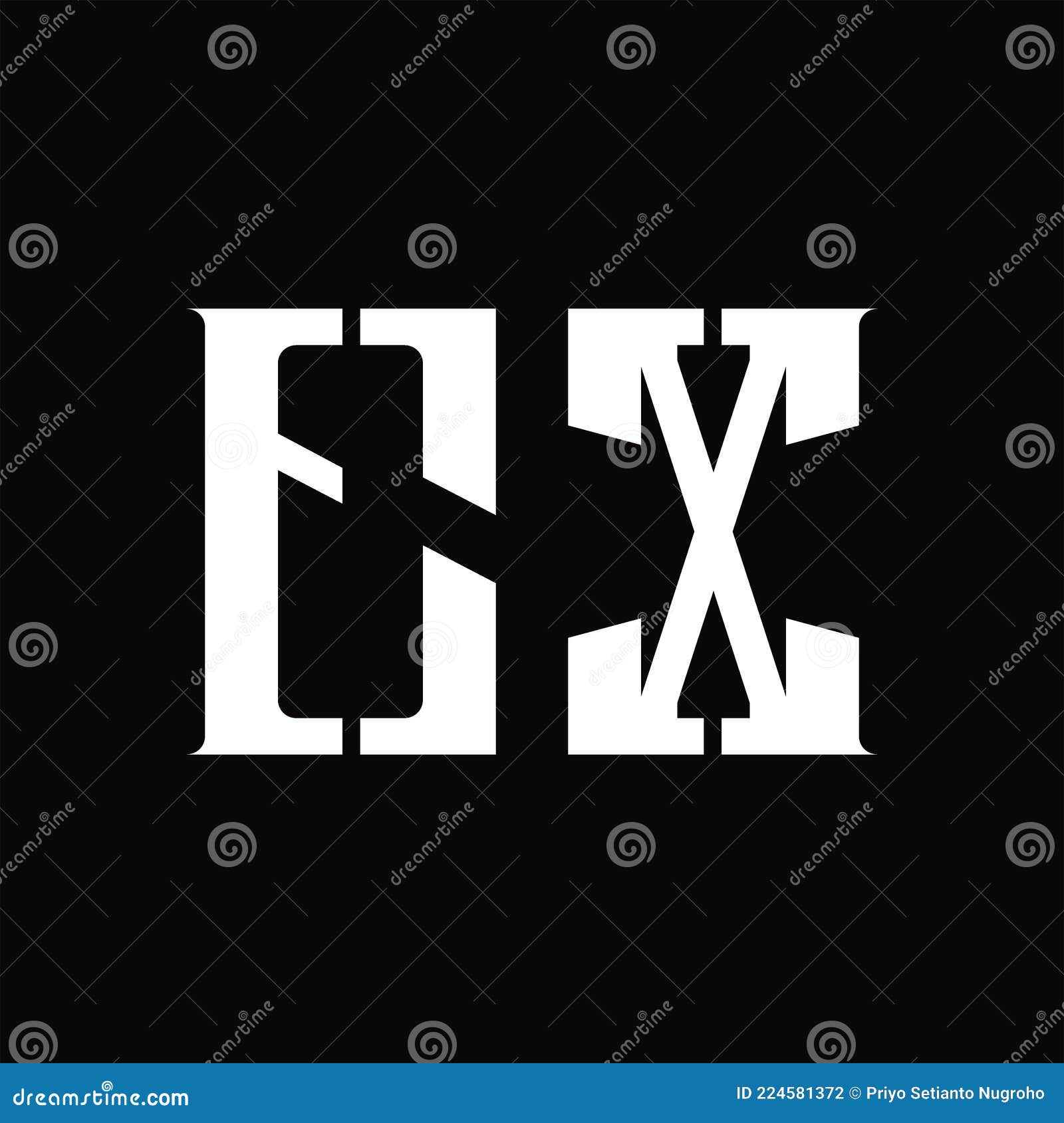 EX Logo Monogram with Middle Slice Design Template Stock Vector ...