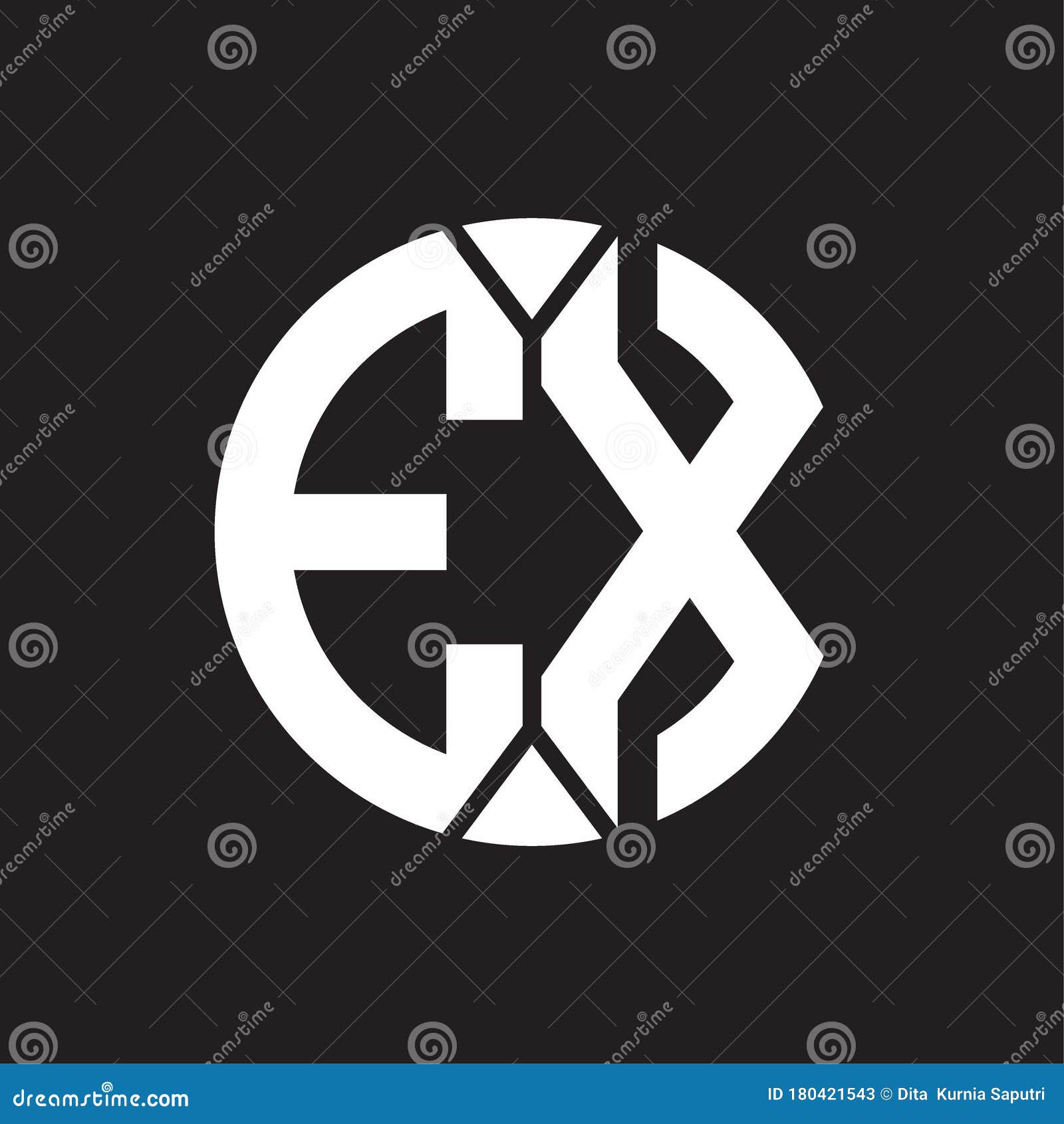 EX Logo Monogram with Piece Circle Ribbon Style Stock Vector ...
