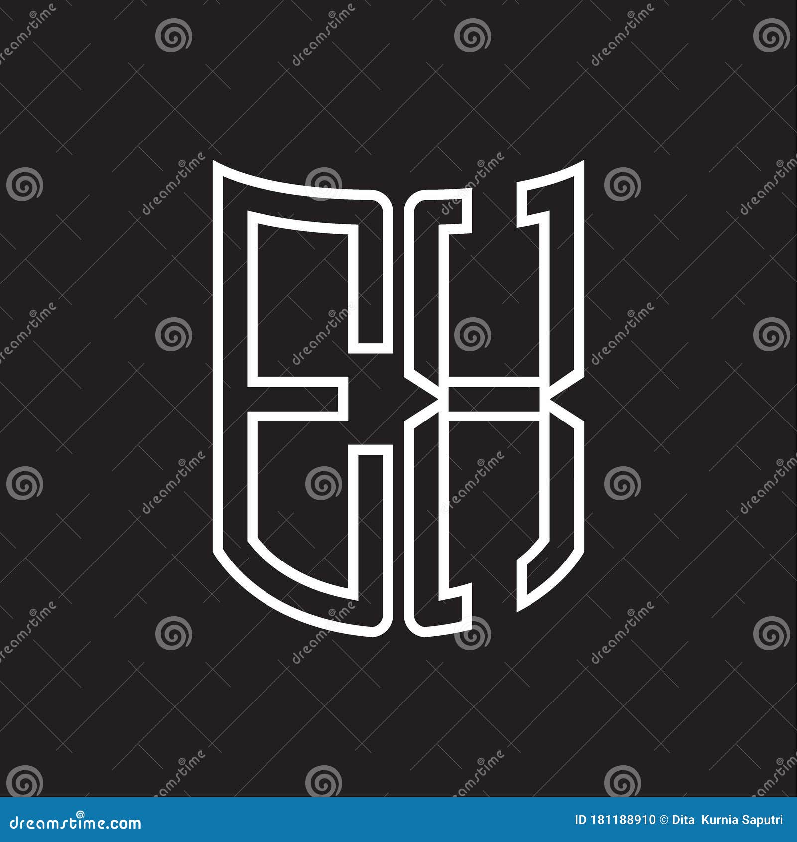 EX Logo Monogram with Ribbon Style Outline Design Template Stock Vector ...
