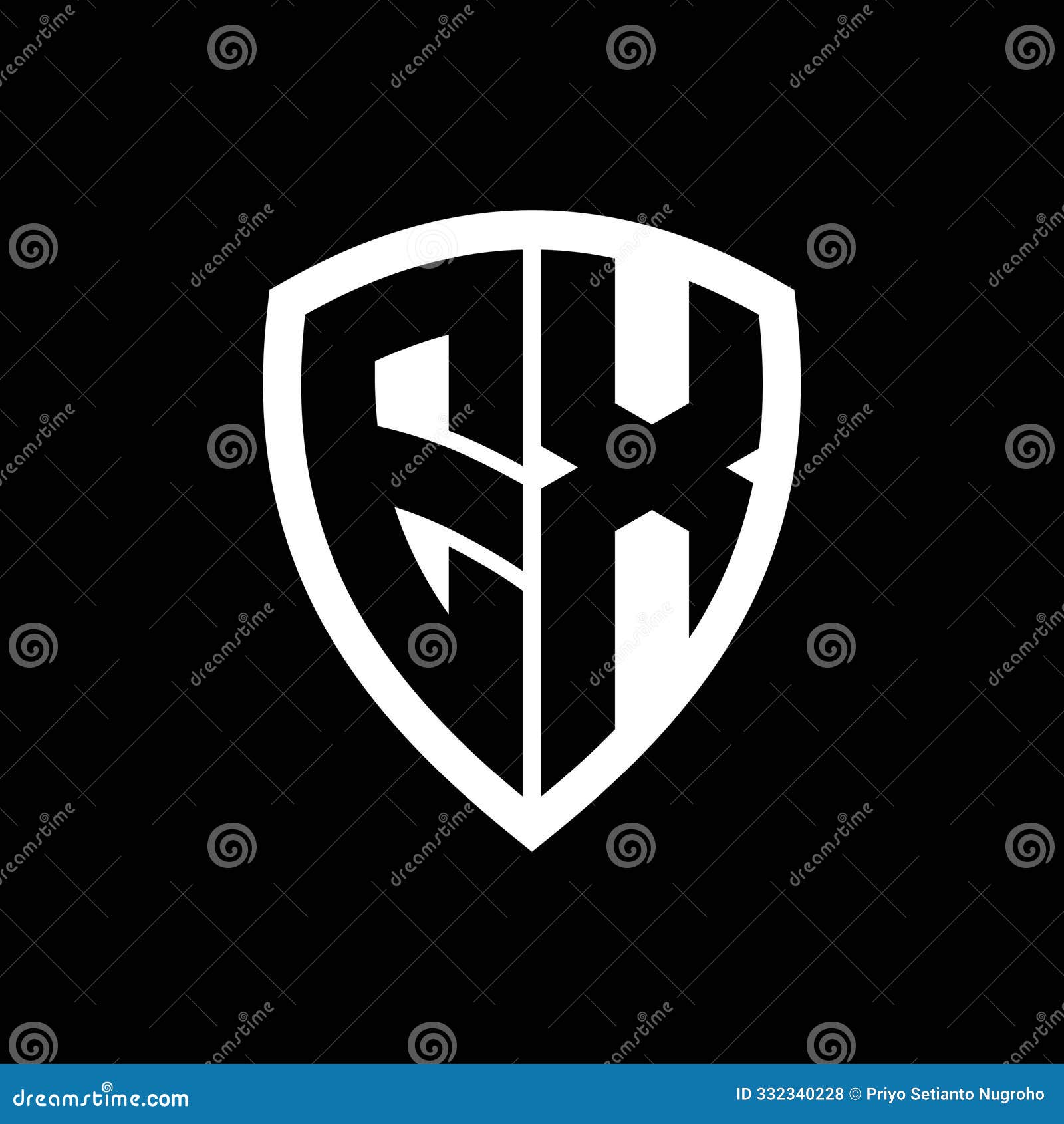 EX Monogram Logo with Bold Letters Shield Shape with Black and White ...