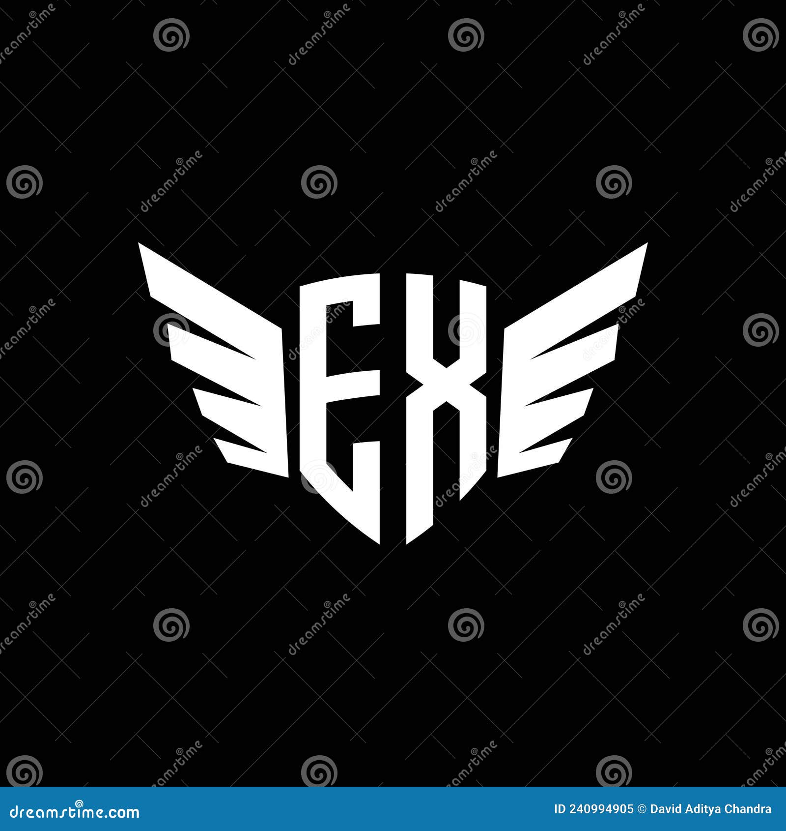 EX Monogram Wing Shape Style Stock Vector - Illustration of brand ...