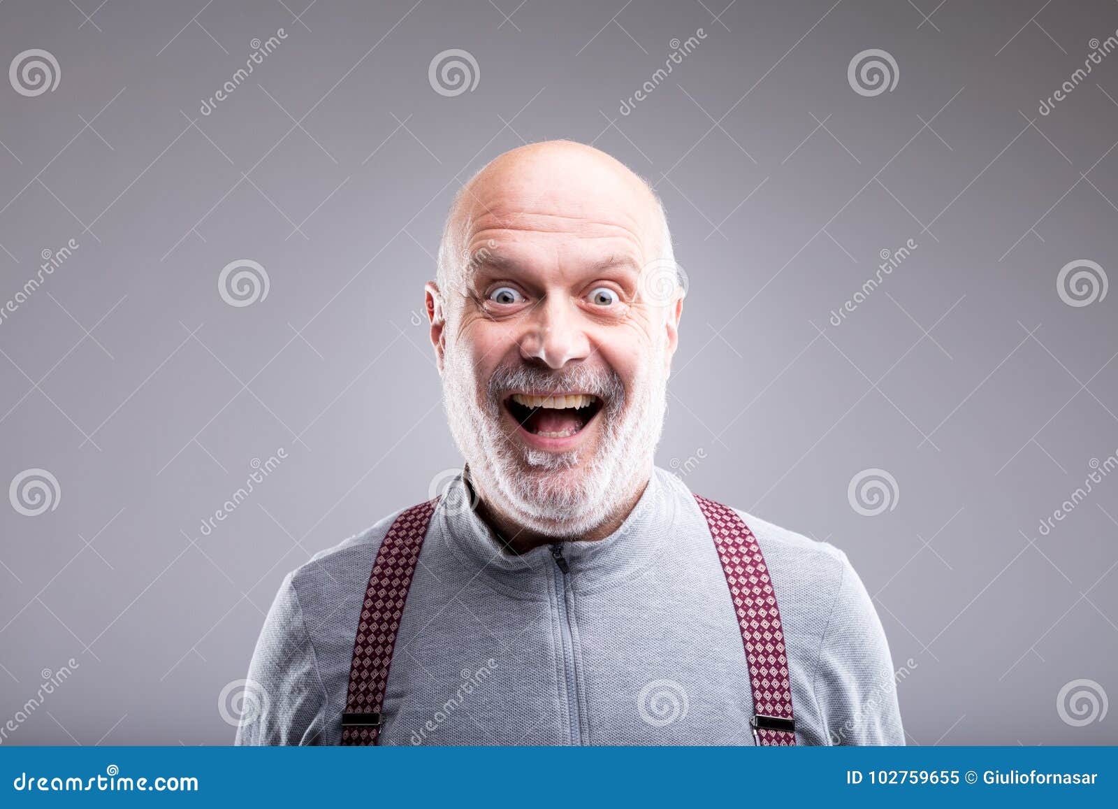 Exaggerated Old Man Smile Expression Stock Image - Image of facial ...