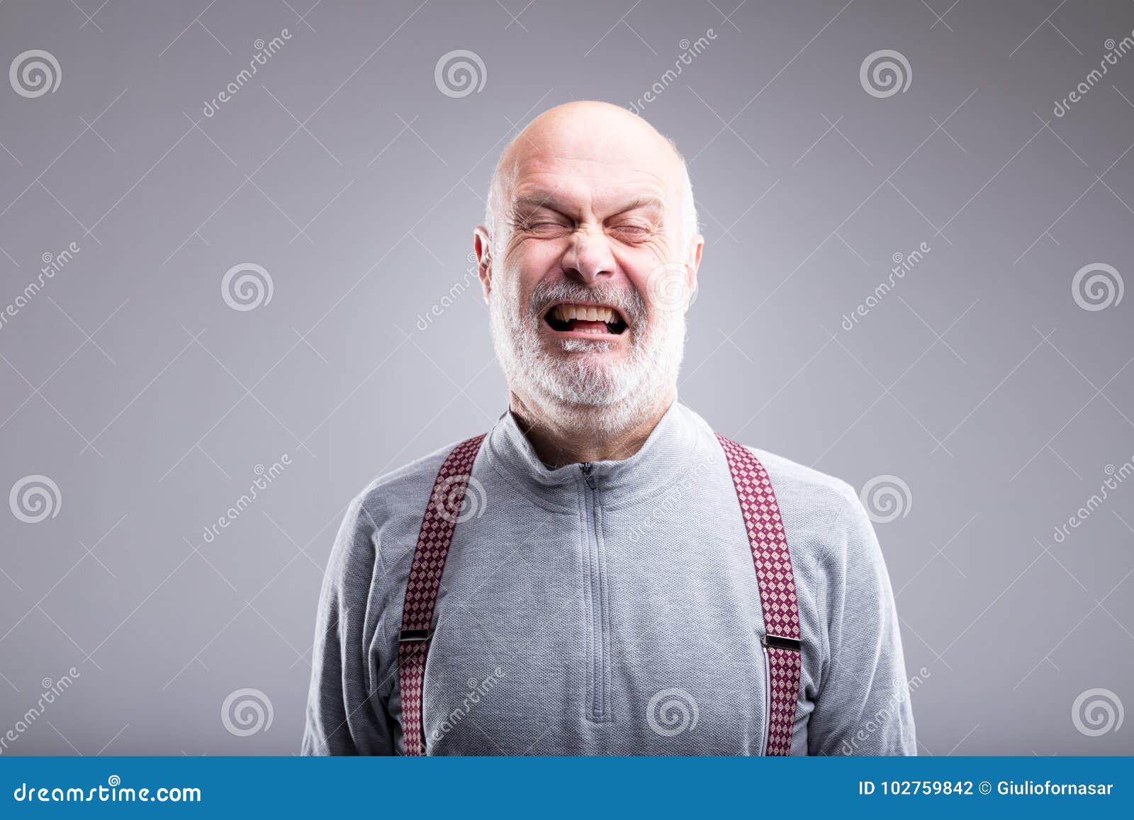 Exaggerated Tearing Old Man Expression Stock Photo - Image of ...
