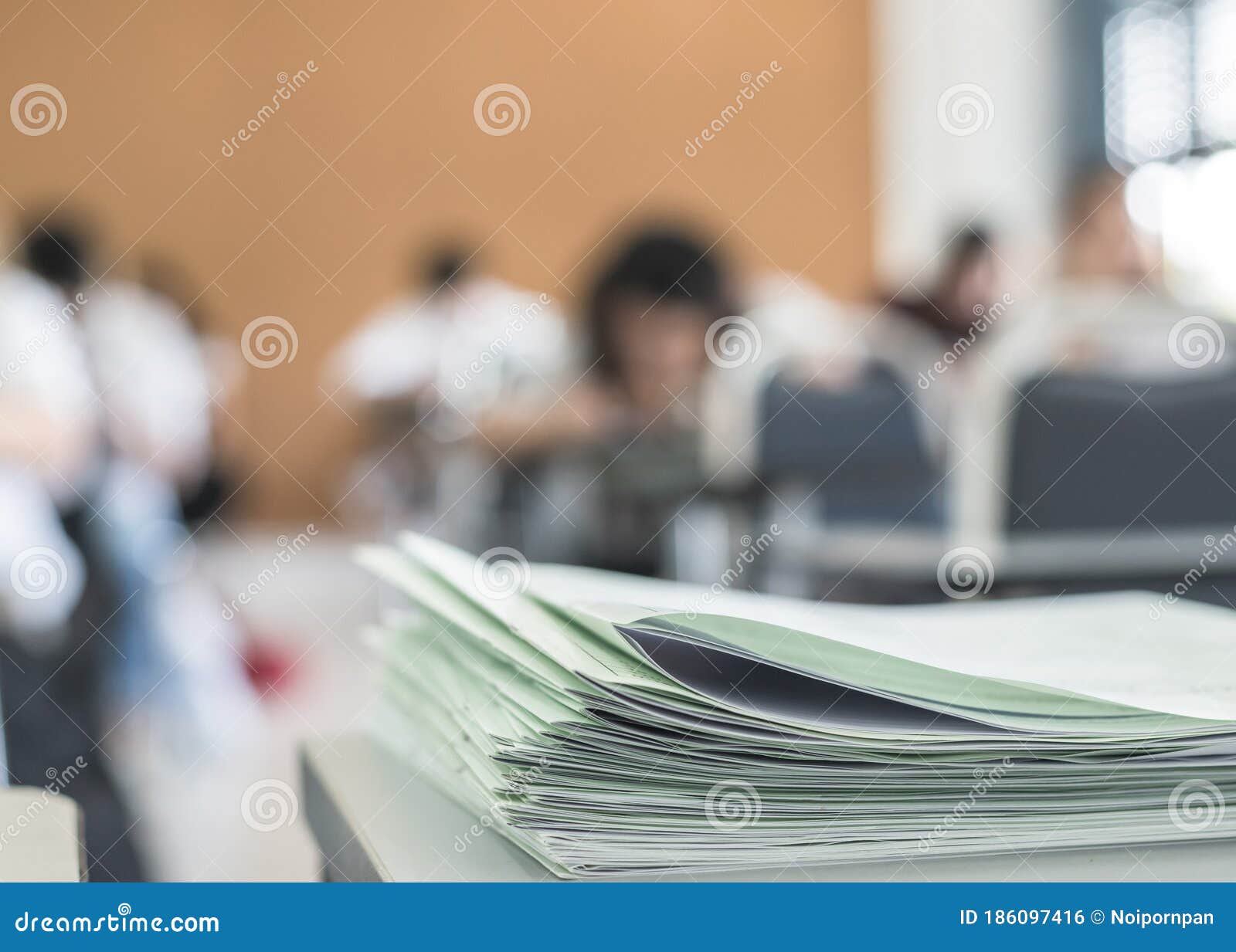 Exam Answer Sheet Pile Blurry Application Document Paperwork Stack On ...