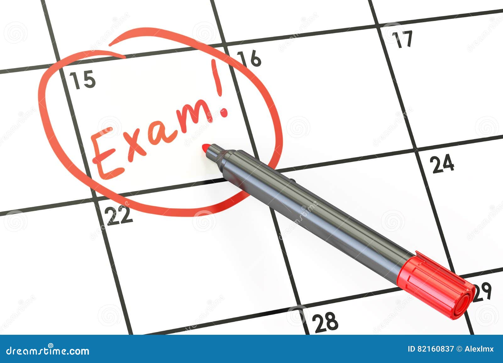 Exam Date on Calendar Concept, 3D Stock Illustration - Illustration of ...