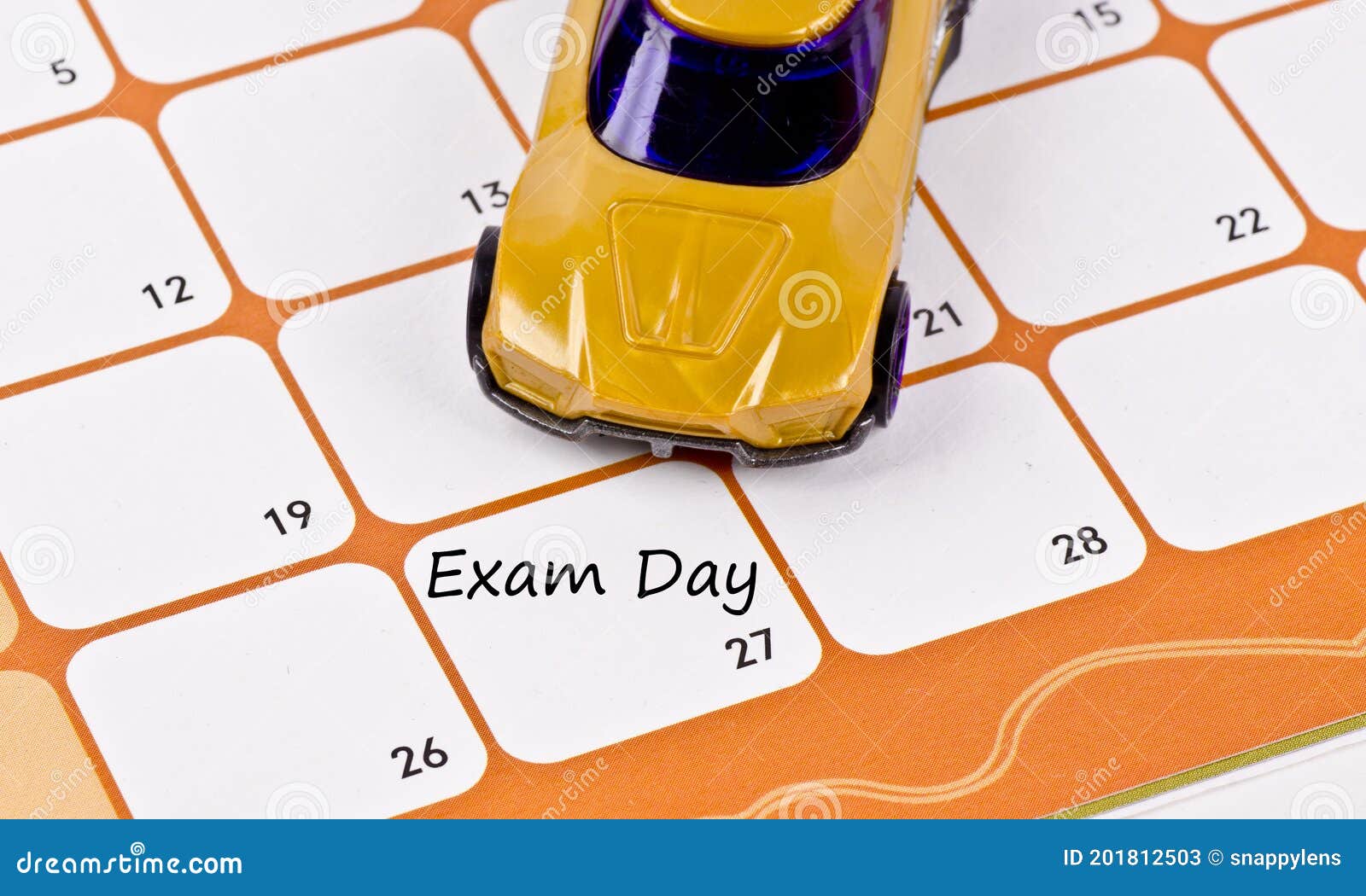 Exam Day Date with a Calendar and Car Stock Illustration - Illustration ...