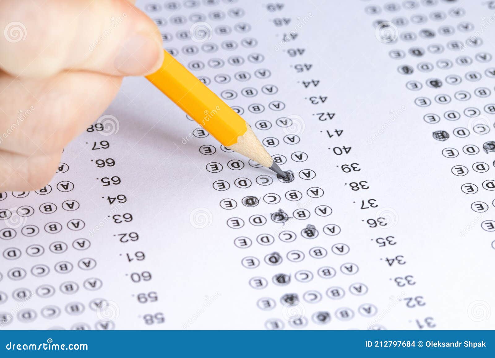 Exam. Filling in the Test with a Pencil Stock Photo - Image of document ...