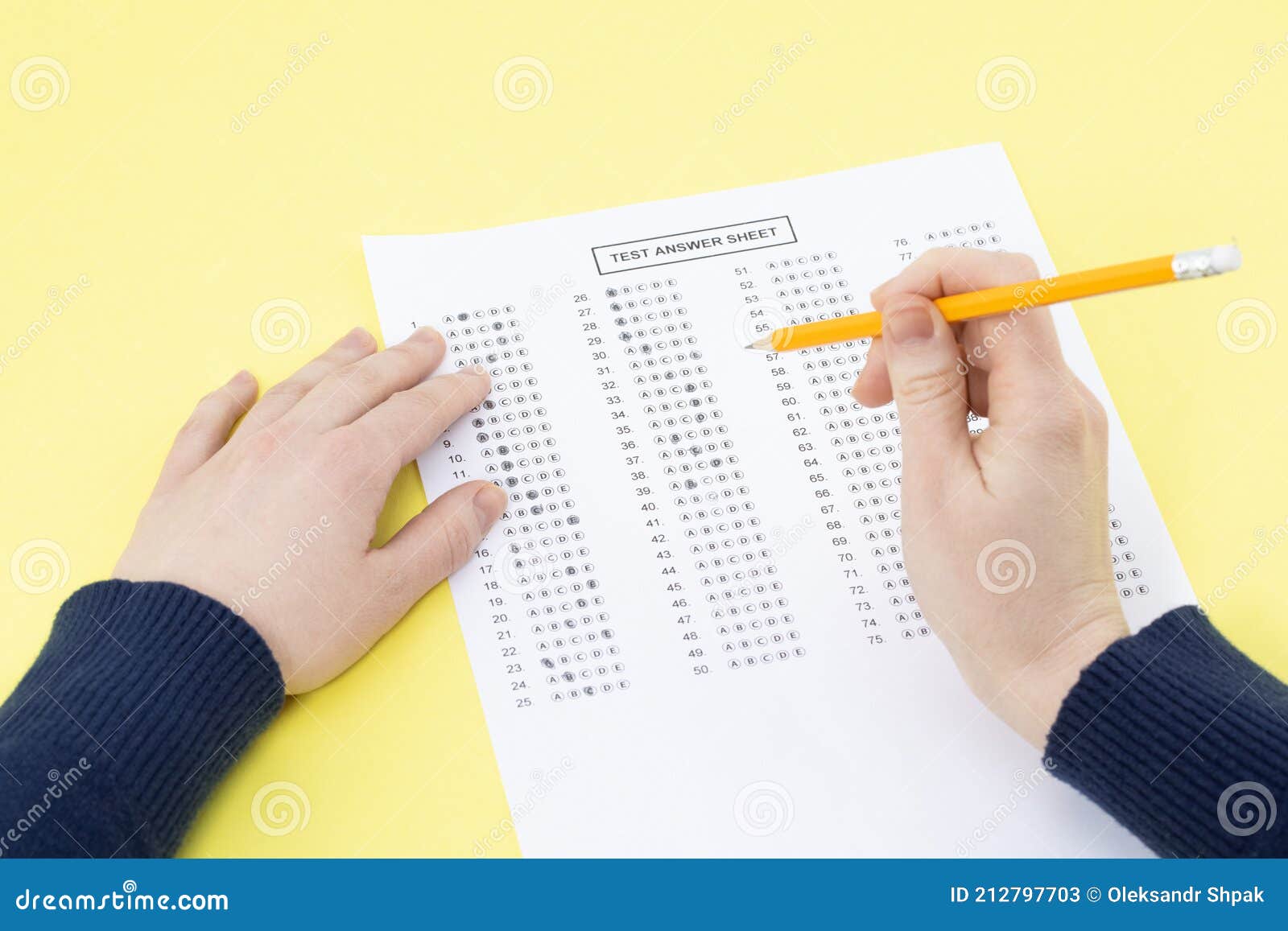 Exam. Filling in the Test with a Pencil Stock Image - Image of icon ...