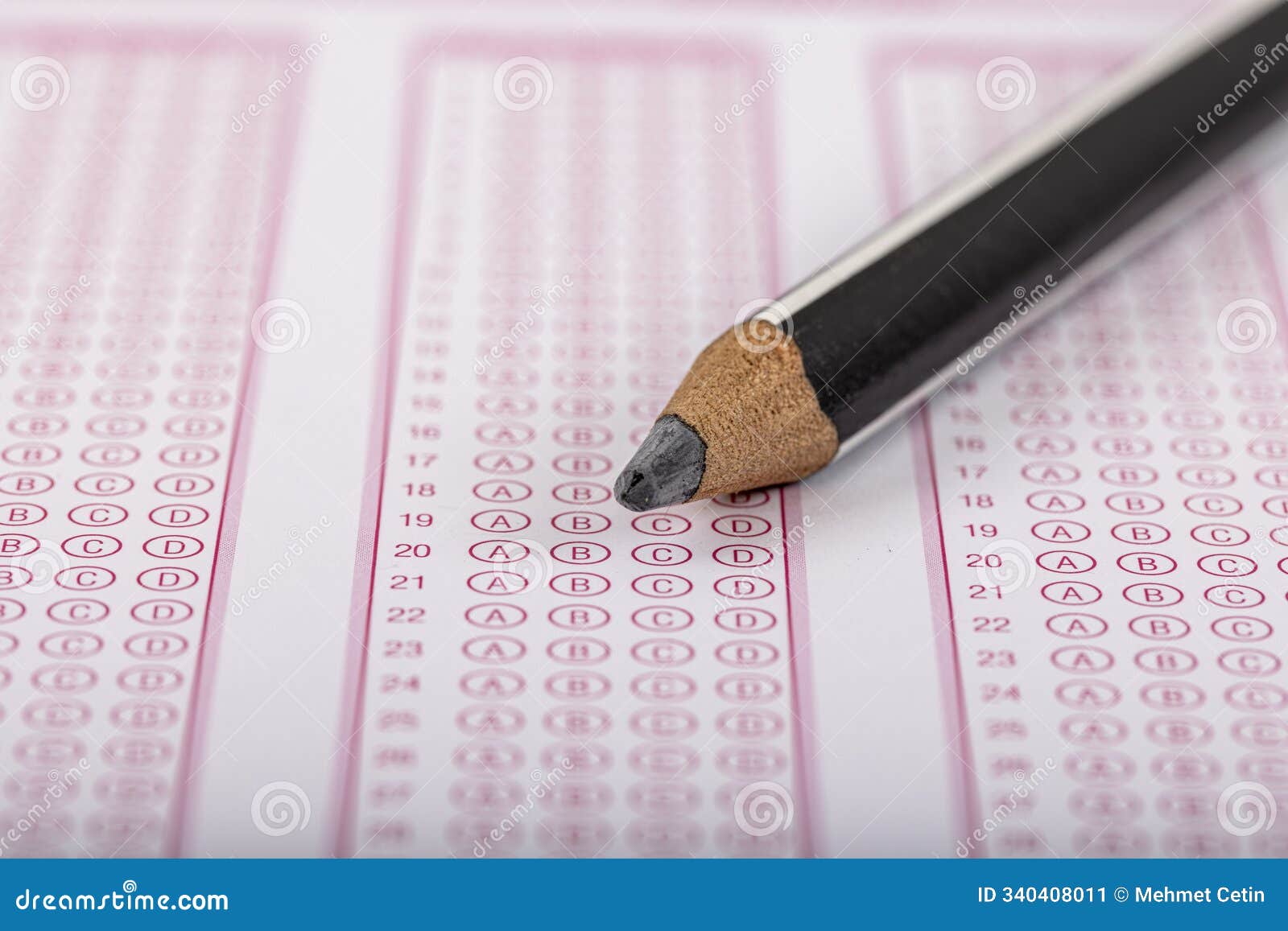 Exam, a Hand Taking an Exam with a Pen on an Optical Reader. Exam, an ...