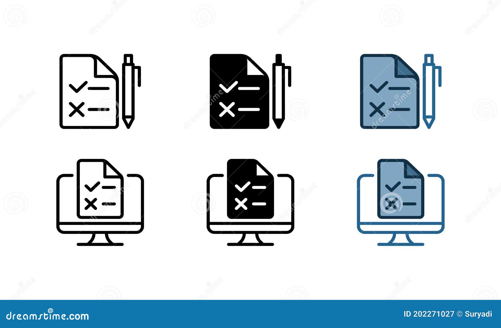 Written Test Icon and Online Exam Icon Stock Vector - Illustration of ...