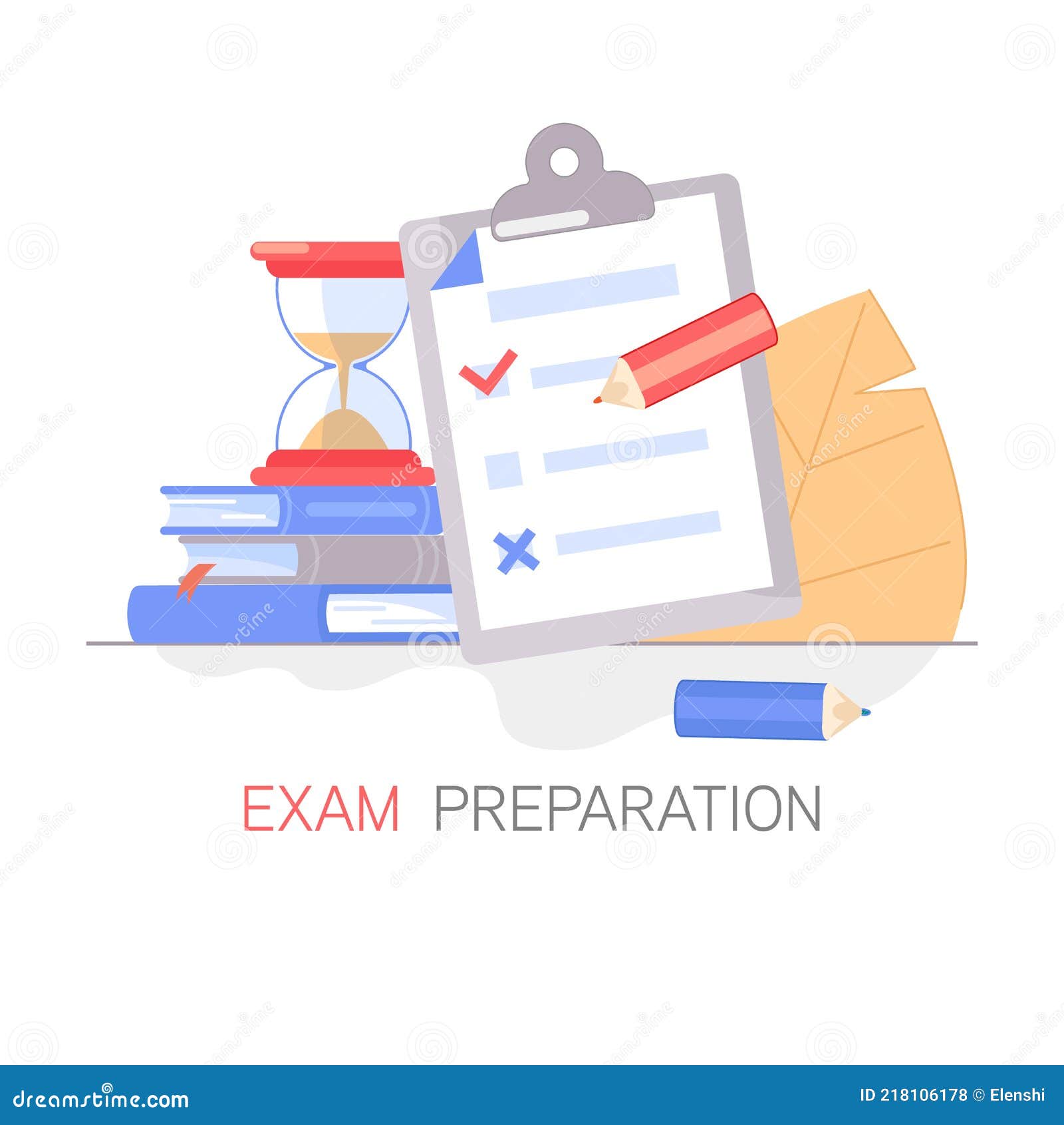 Exam Preparation, School Test. Vector Flat Illustration Stock Vector ...