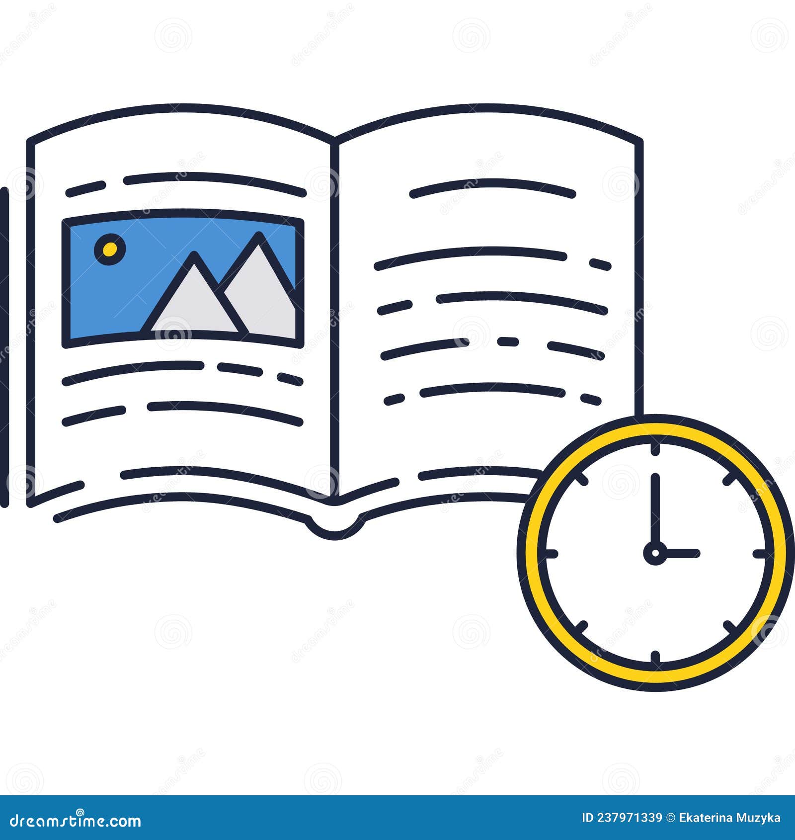 Exam Preparing Icon Vector Open Book and Clock Stock Vector ...