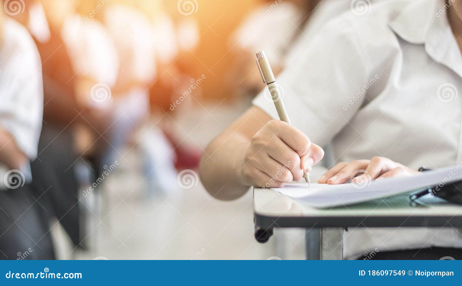 Exam with School Student Having a Educational Test, Thinking Hard ...