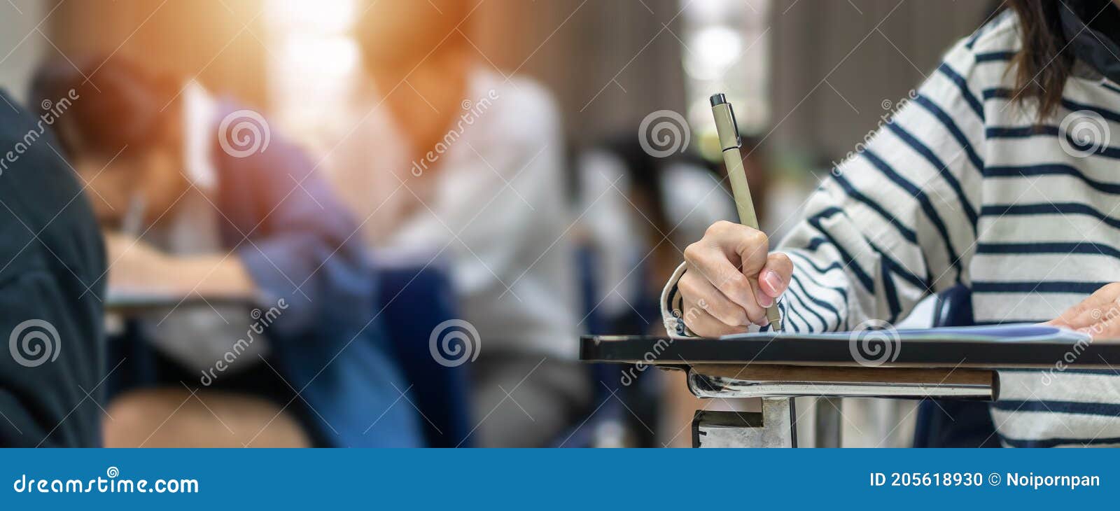 Exam at School with Student`s Taking Educational Admission Test in ...