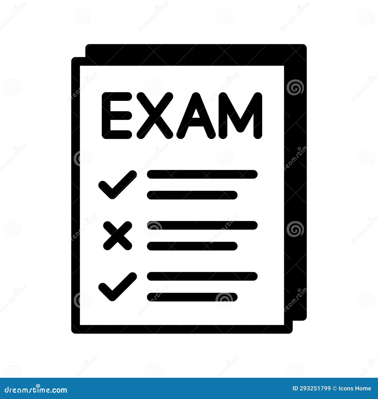 Set Exam Sheet With Check Mark, Workplace Table Lamp And Open Book, Pie ...