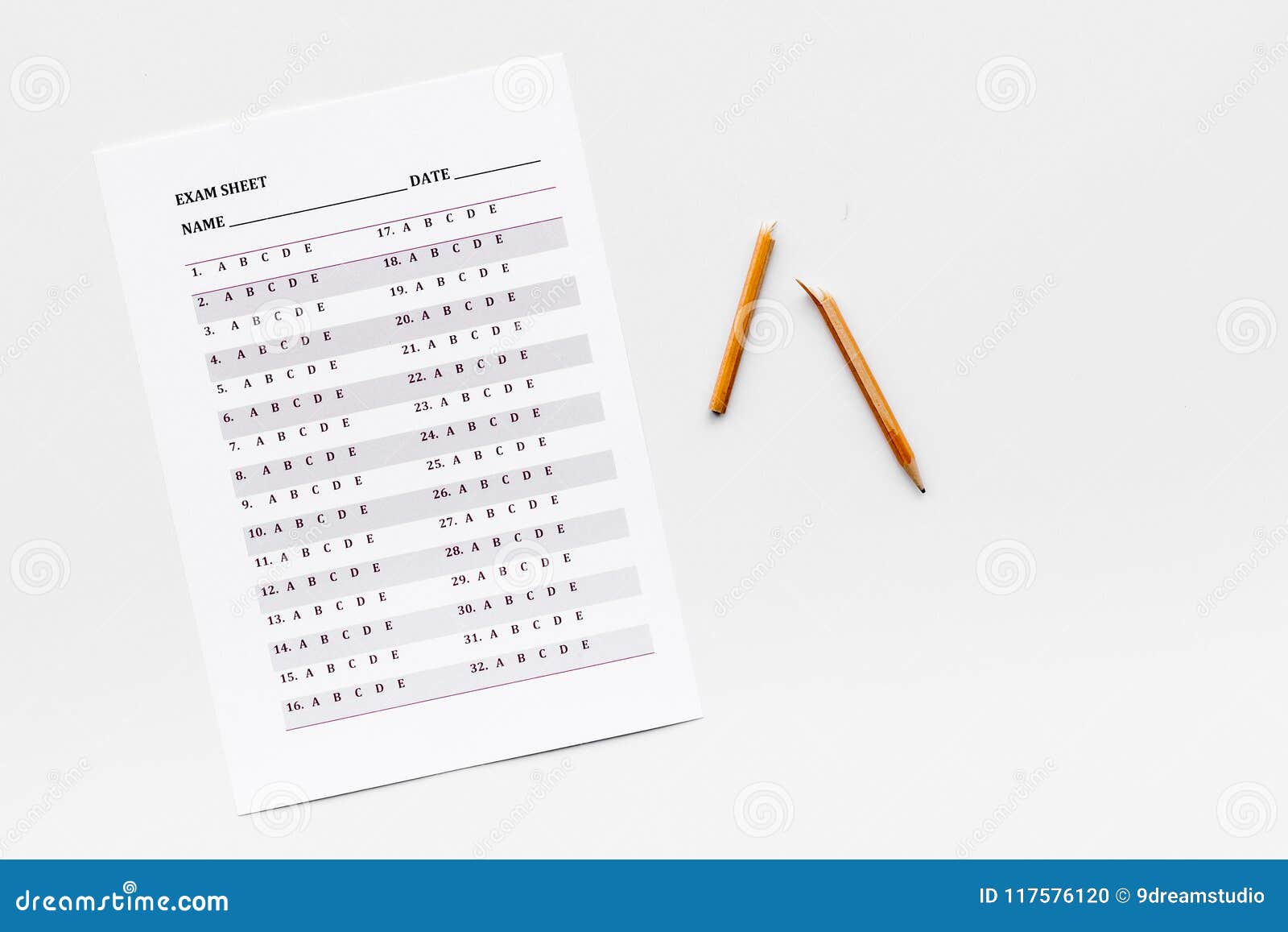 Exam Sheet on White Table Flat Lay Space for Text. Education Concept ...