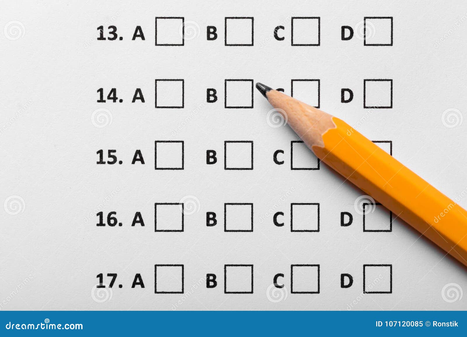 Exam Test Answer Sheet with Yellow Pencil Stock Image - Image of form ...