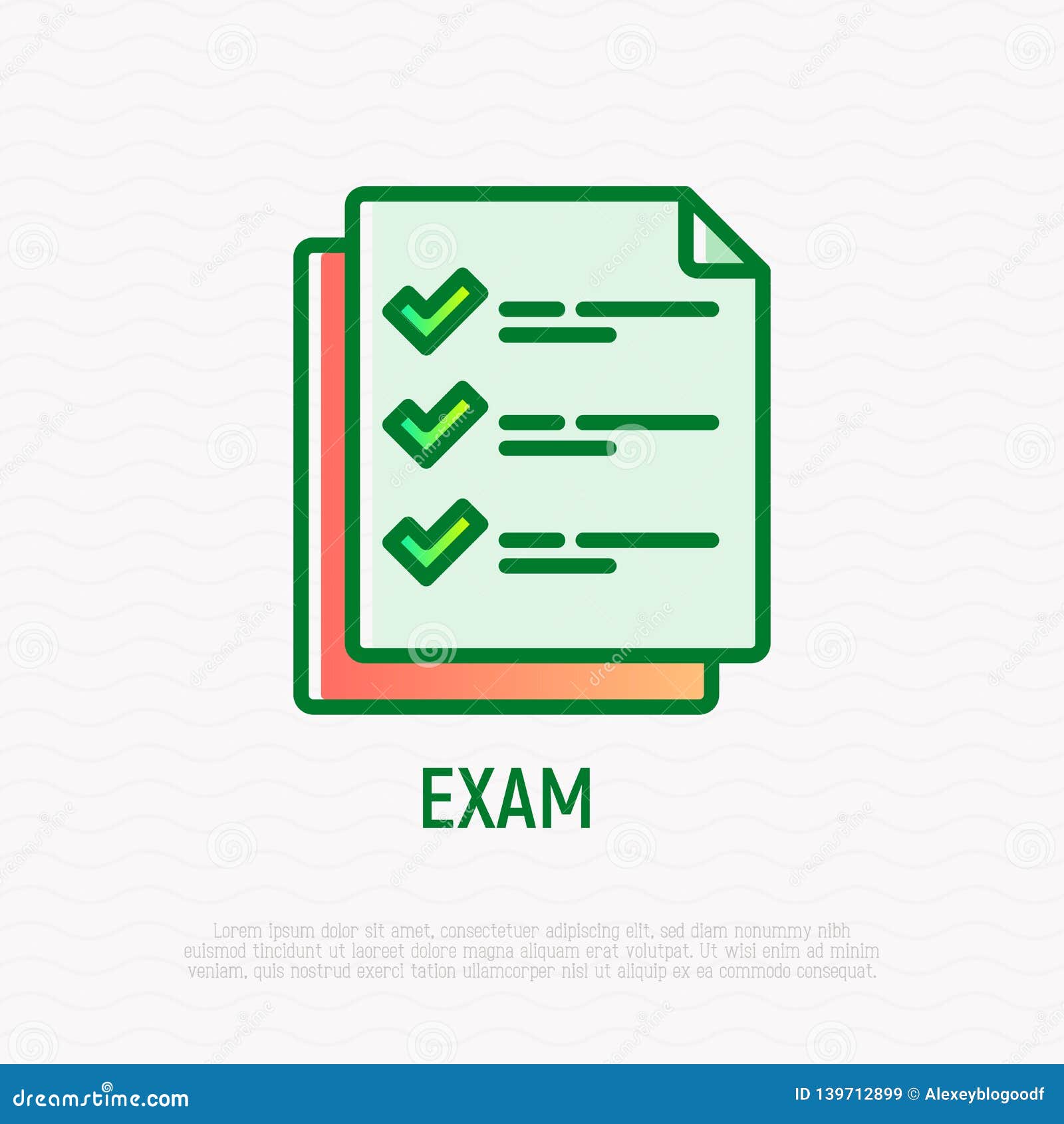 Exam Thin Line Icon: List with Checkmark Stock Vector - Illustration of ...