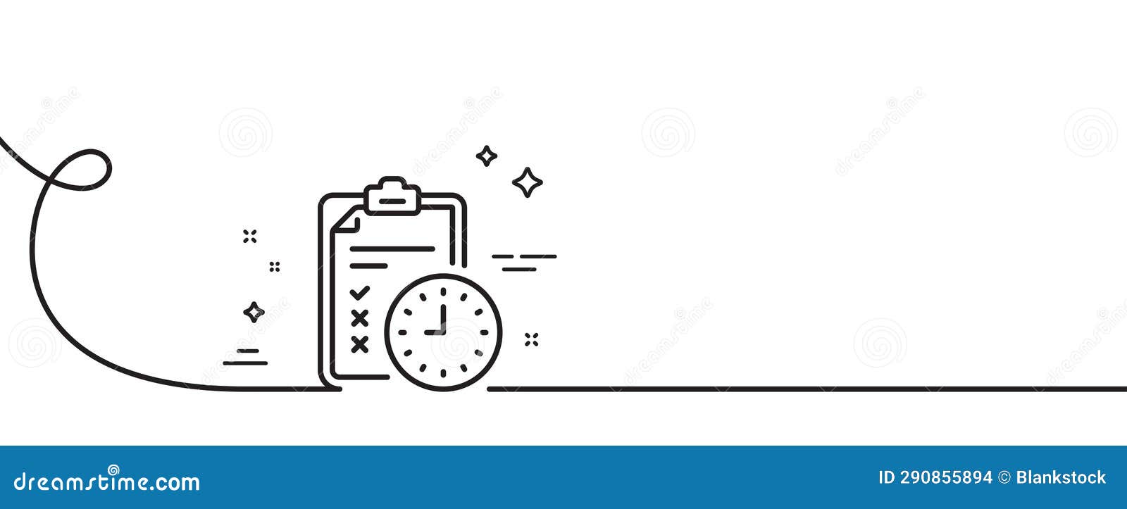 Exam Time Line Icon. Checklist Sign. Continuous Line with Curl. Vector Stock Illustration ...