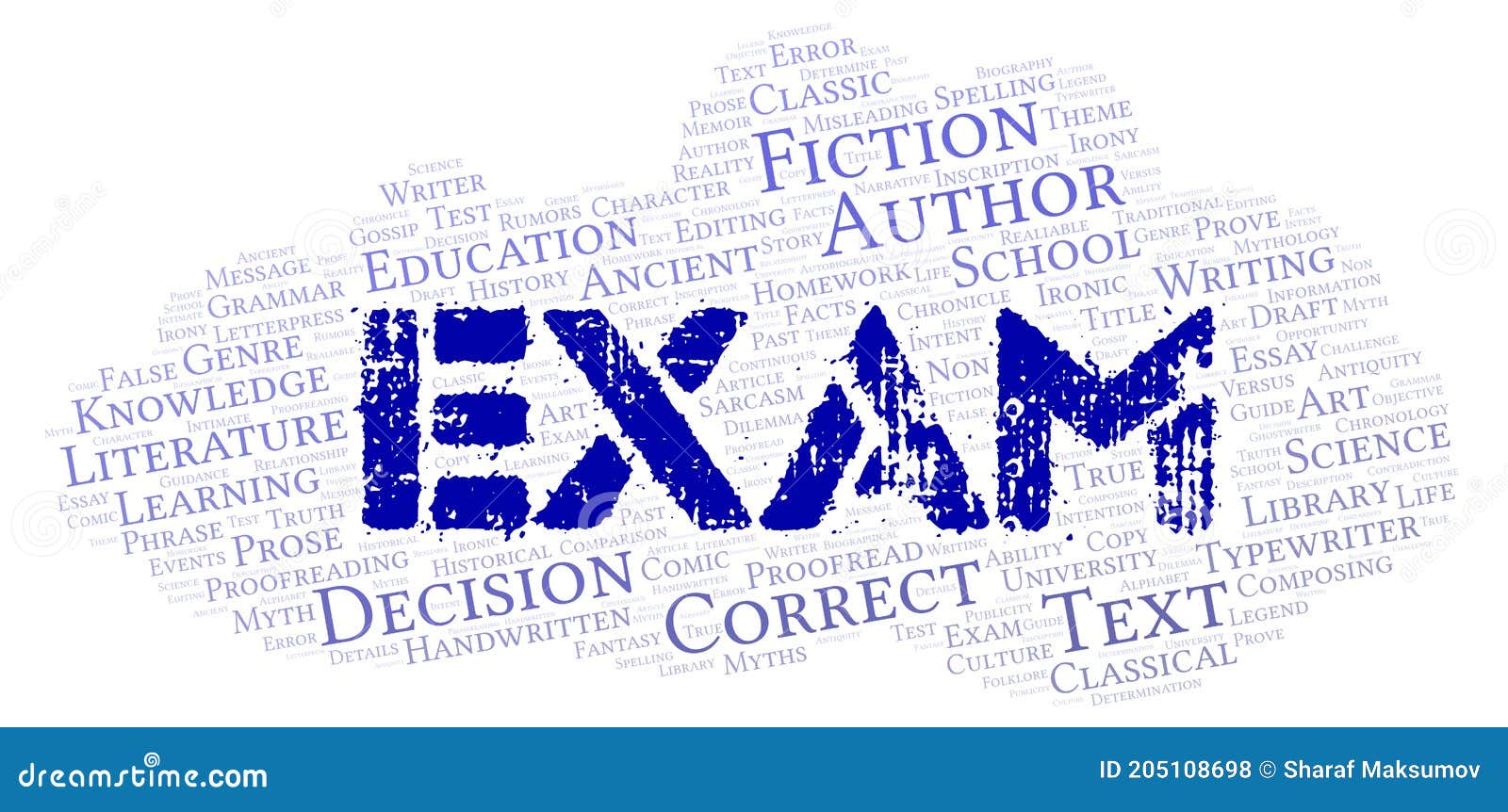 Exam Typography Word Cloud Create with the Text only Stock Illustration ...