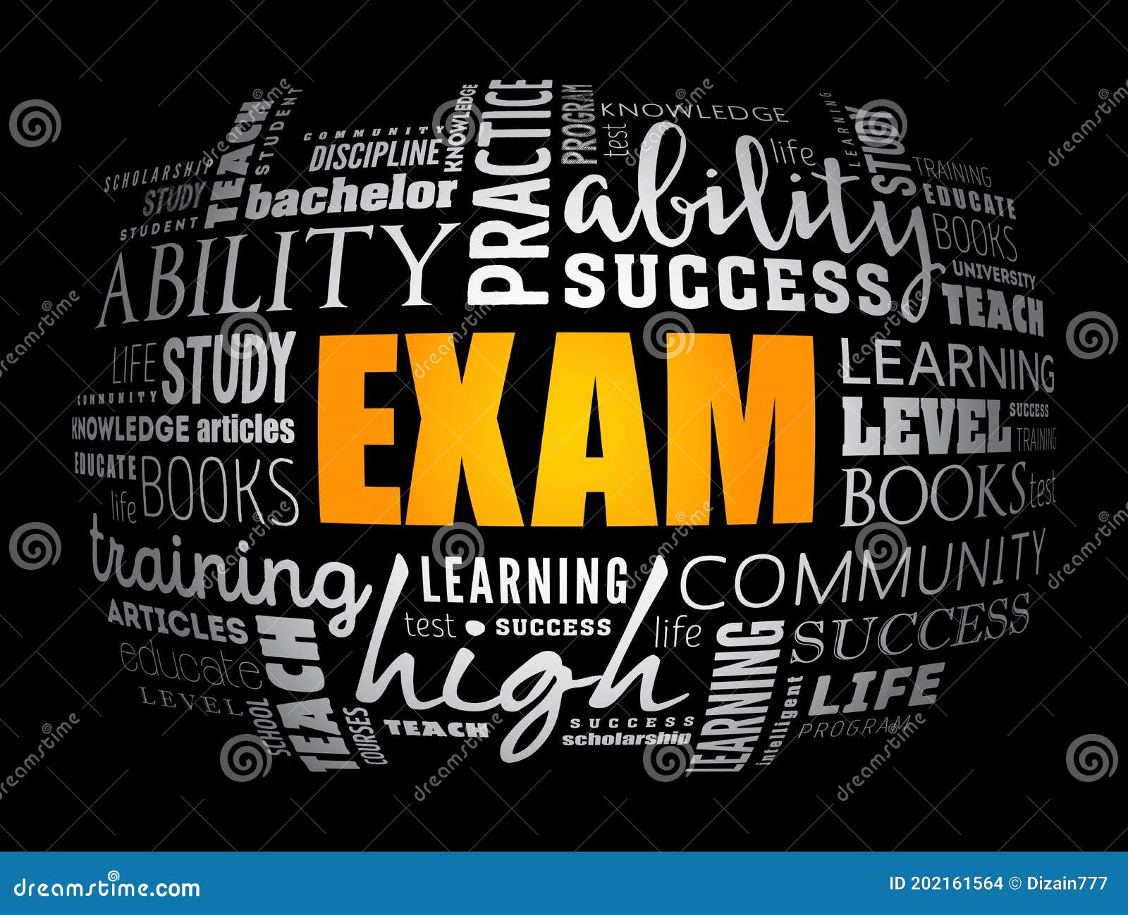EXAM Word Cloud Collage, Education Concept Stock Illustration ...
