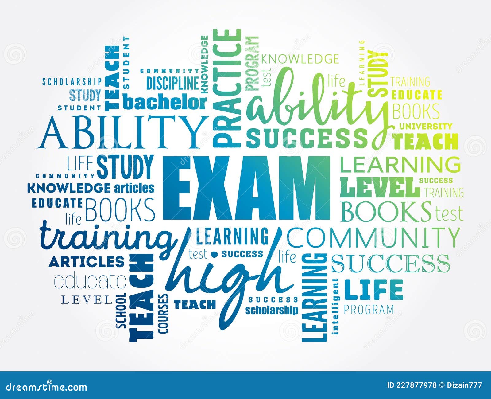 EXAM Word Cloud Collage, Education Concept Background Stock ...