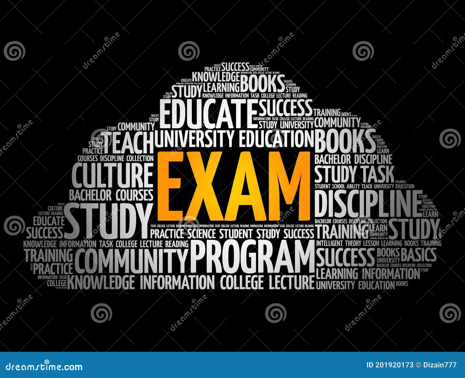 EXAM Word Cloud Collage, Education Concept Stock Illustration ...