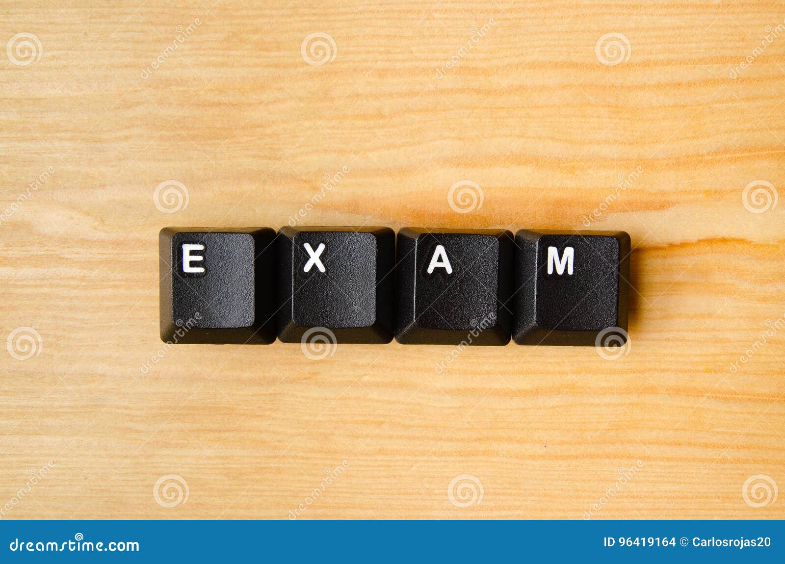 Exam word stock photo. Image of text, typo, buttons, wood - 96419164