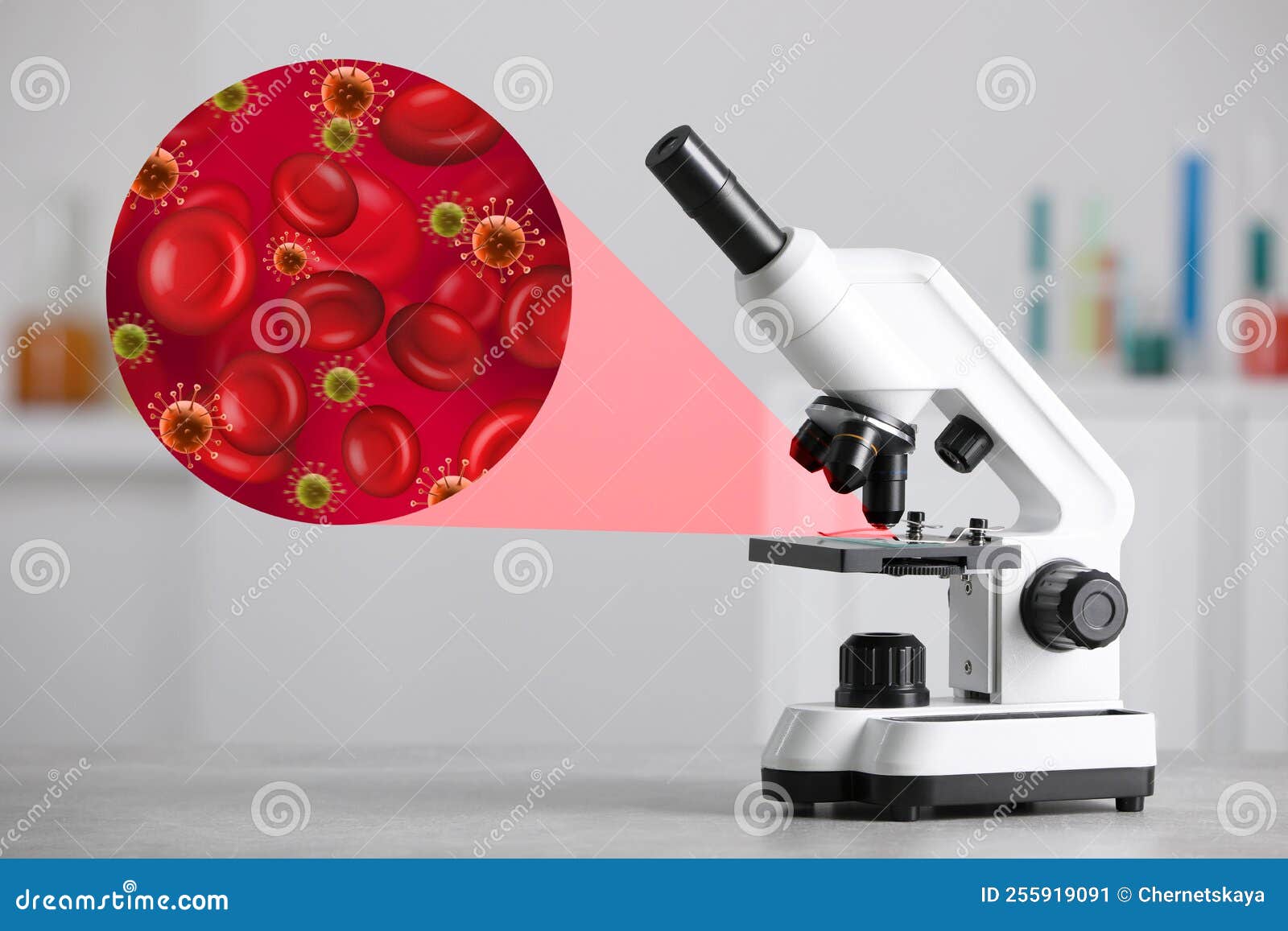 Germs Under The Microscope. Viruses And Body Immunity Royalty-Free ...