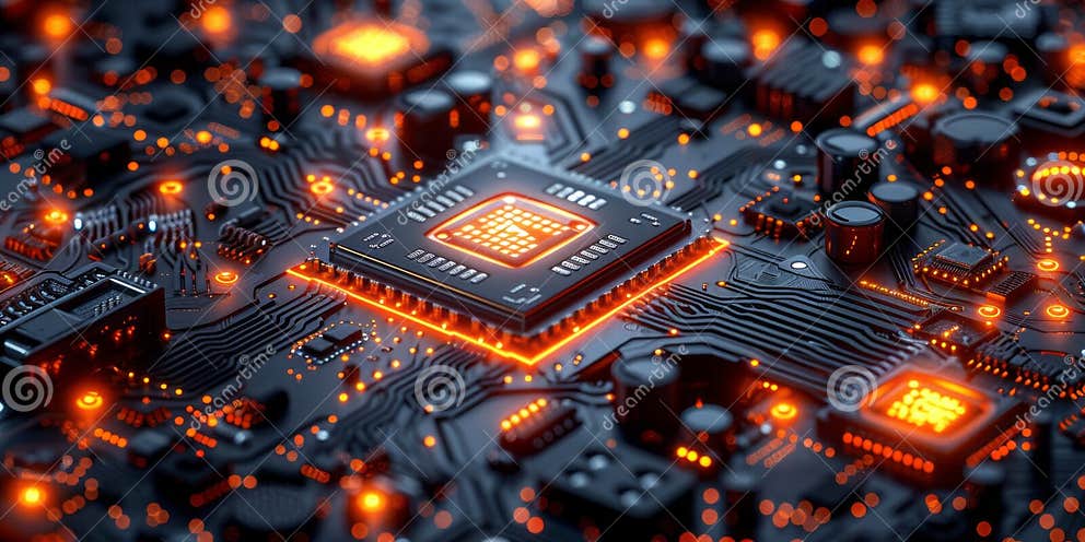 Examination of a Computer Chip Electronics Component Showing Intricate ...