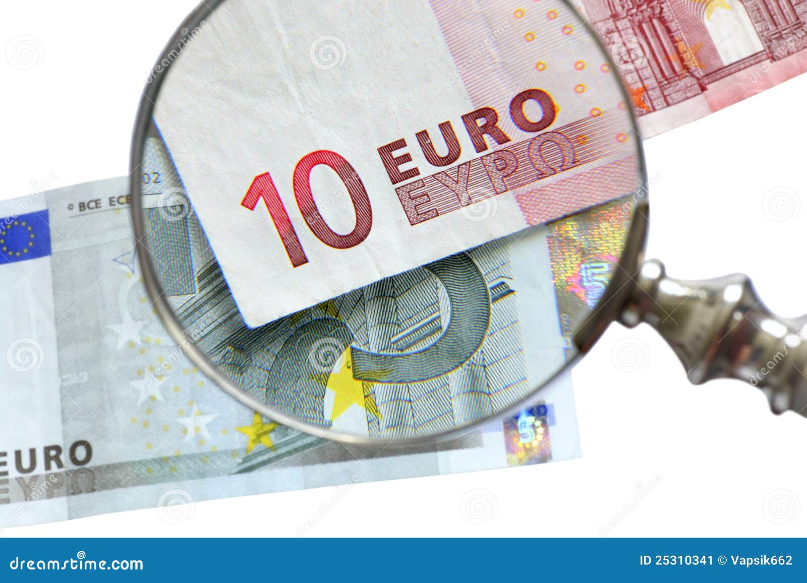 Examination of Euro Banknote Stock Image - Image of money, finance ...