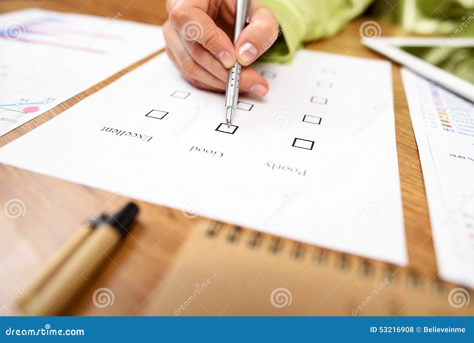 Examination Paper on the Office Desk Stock Photo - Image of checkbox ...