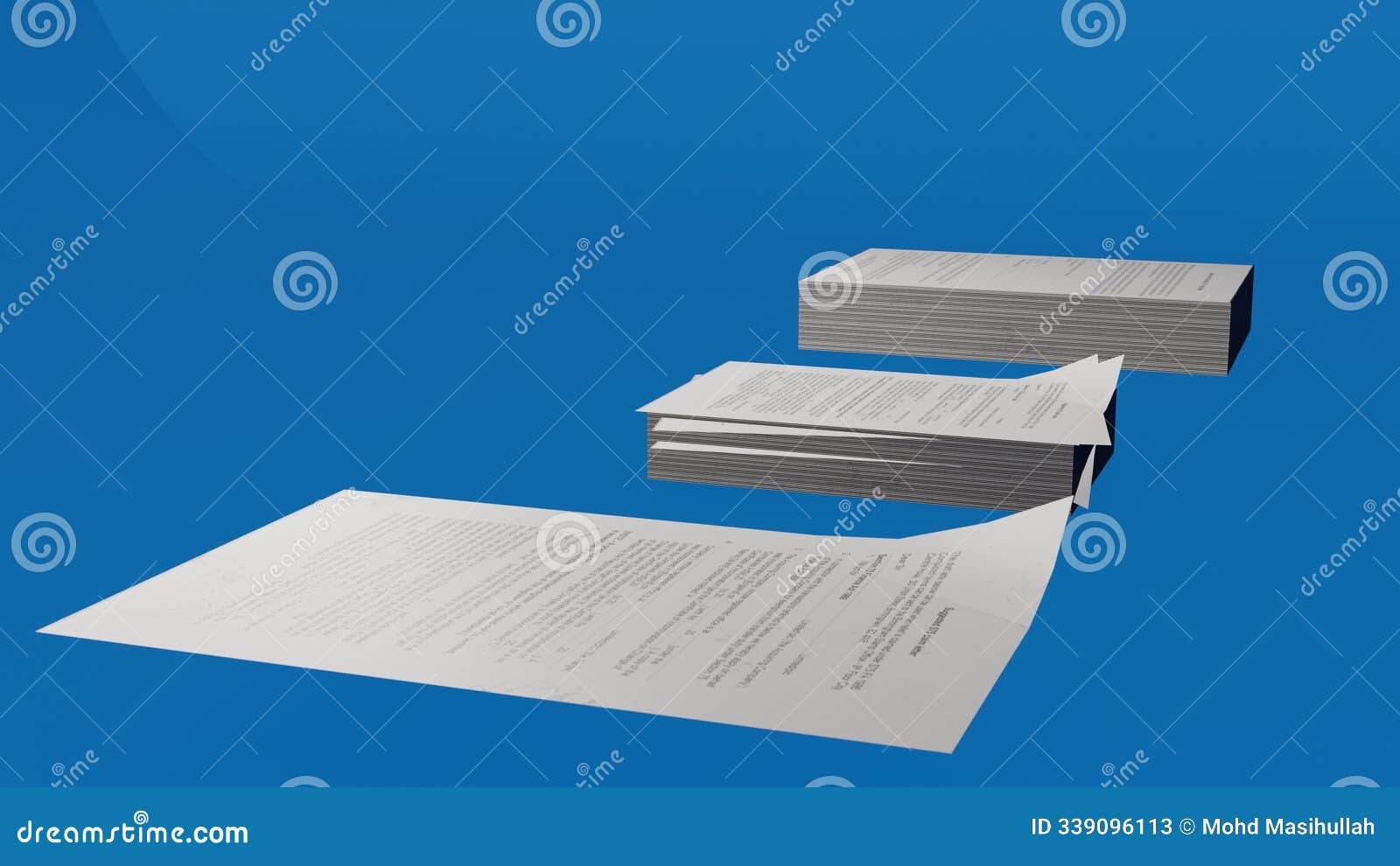 Examination Paper Stack with Blue Background Stock Illustration ...
