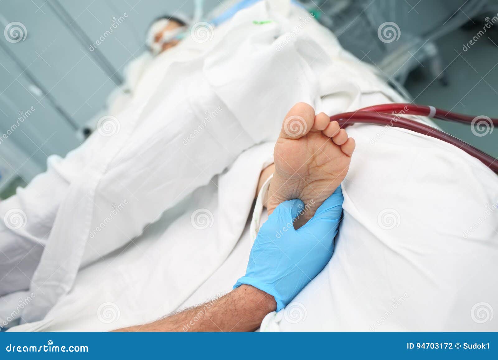 Examination of Patient Feet in ICU Stock Photo - Image of diabetes ...