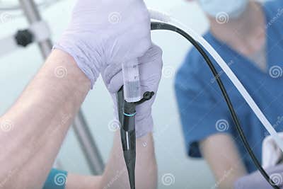 Examination of the Patient Using a Probe Stock Photo - Image of ...