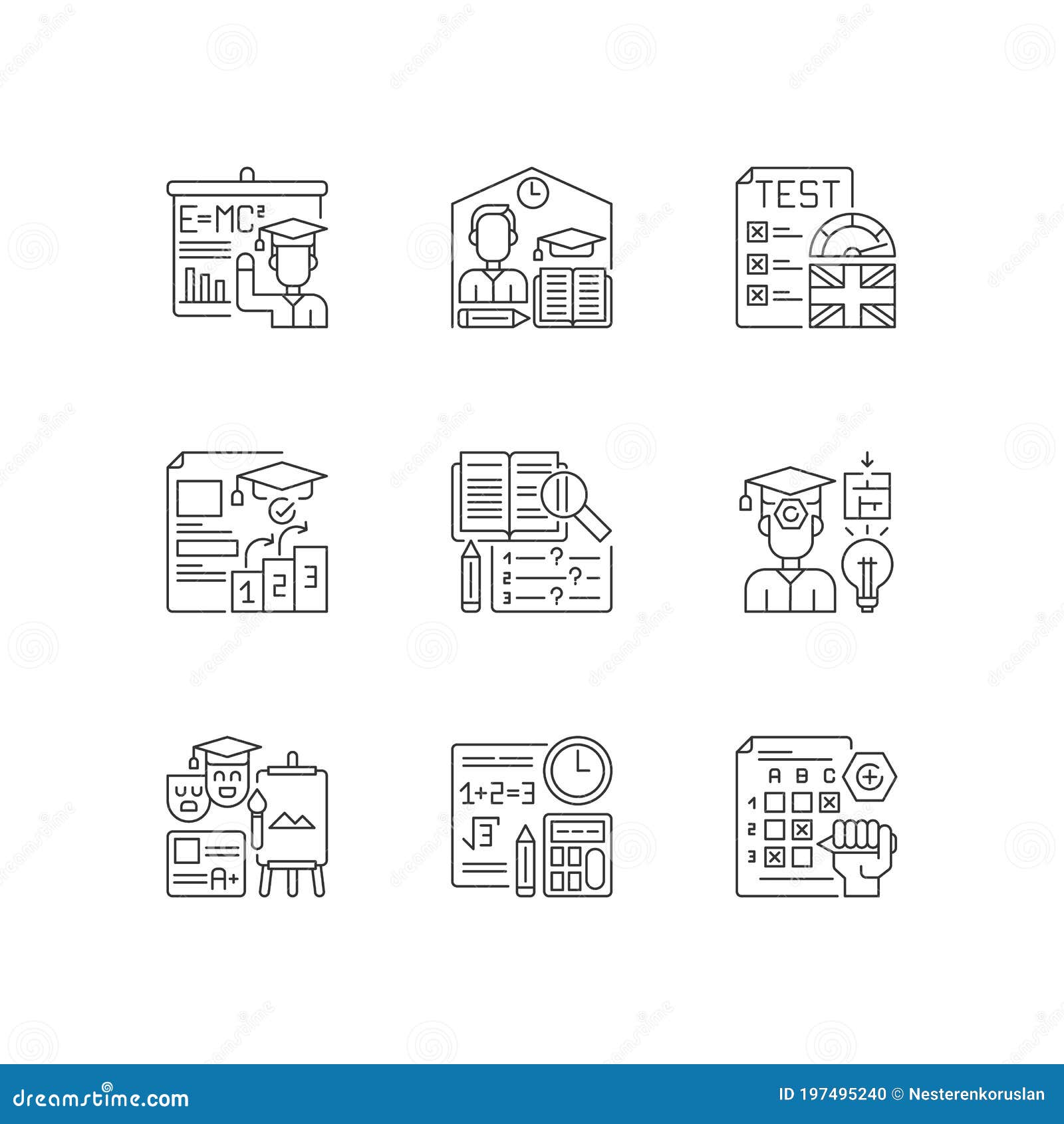 Proficiency Linear Icons, Signs, Symbols Vector Line Illustration Set ...