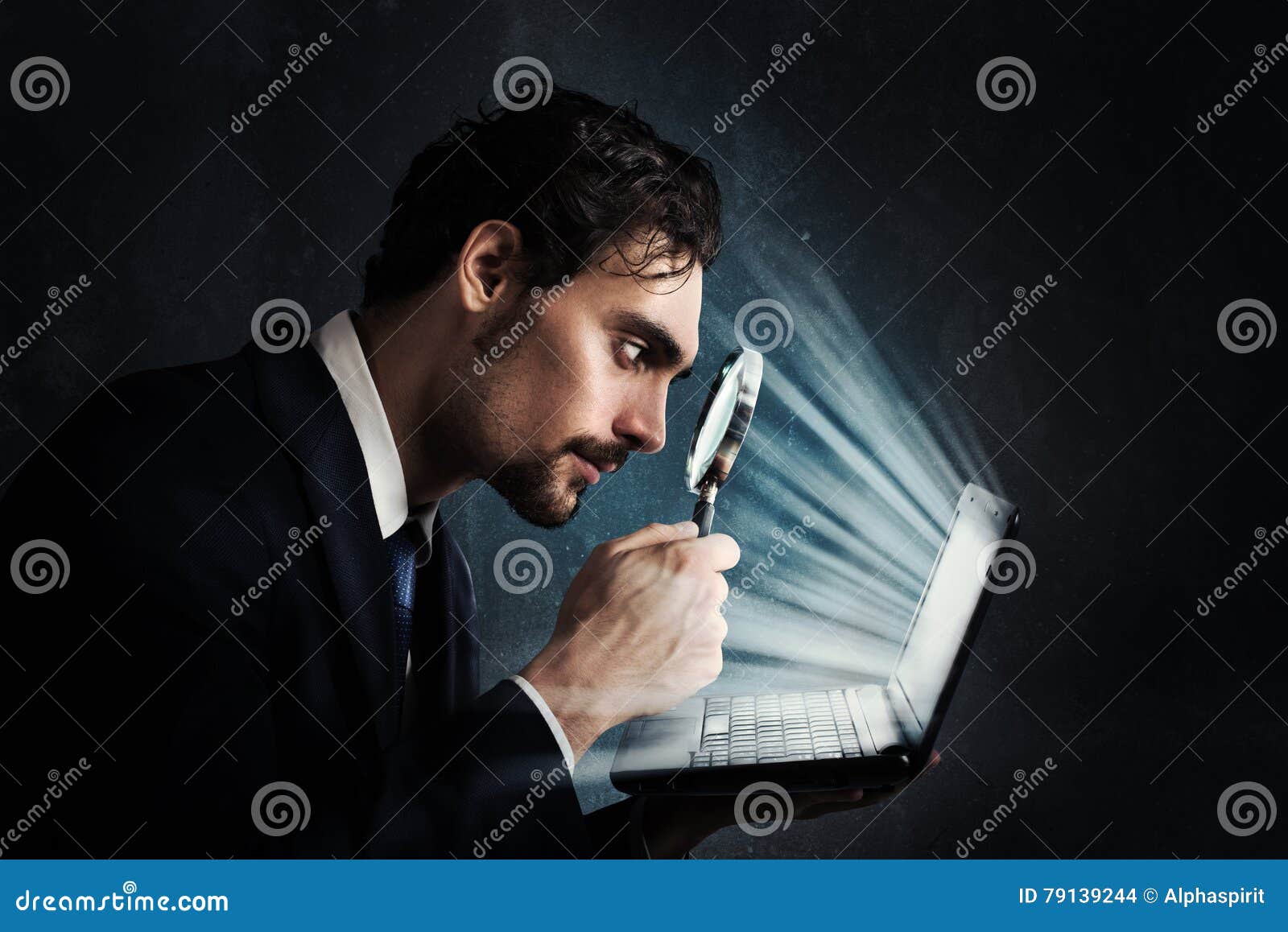 Examine a computer stock photo. Image of antivirus, businessman - 79139244