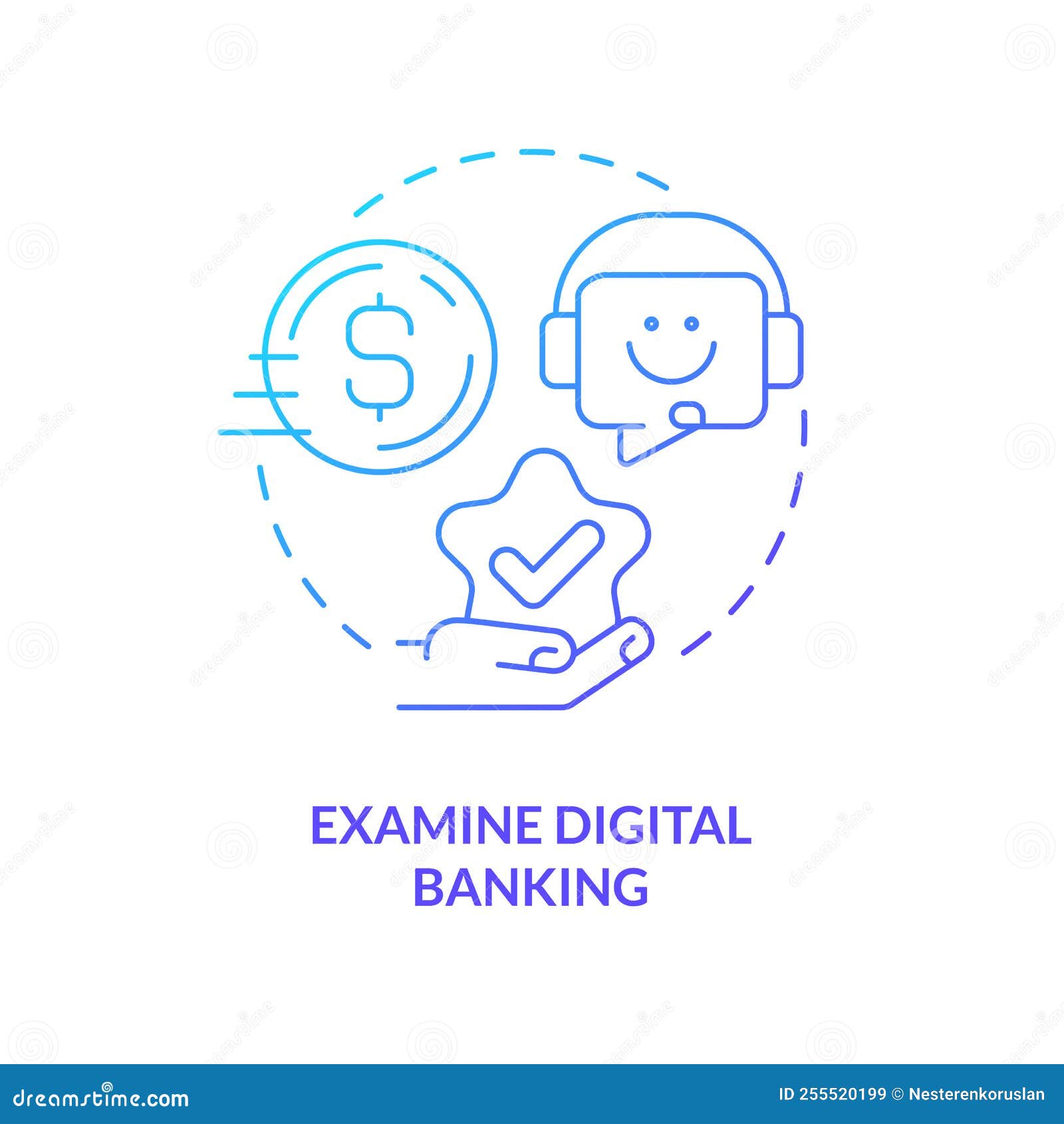 Examine Digital Banking Blue Gradient Concept Icon Stock Vector ...