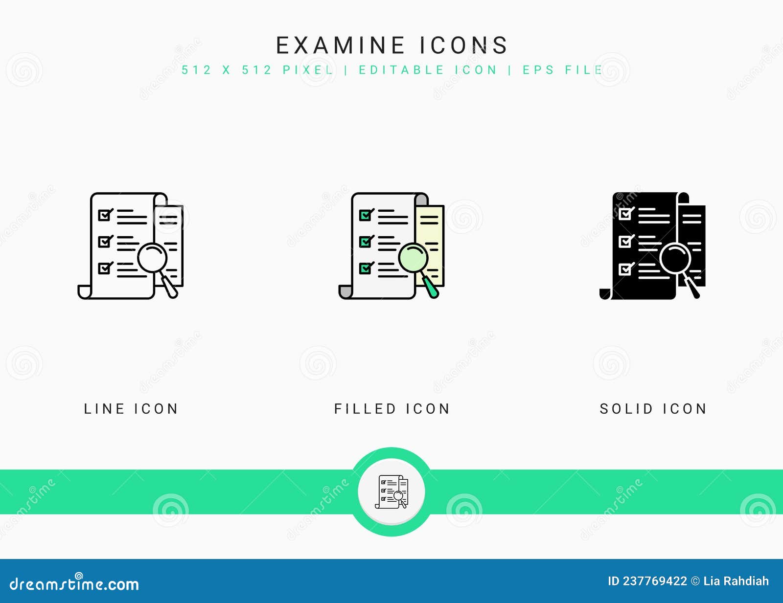 Examine Icons Set Vector Illustration with Solid Icon Line Style ...