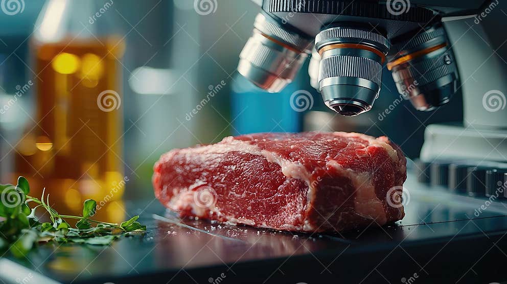 Examine Meat in a Lab Under a Microscope. Generated by Ai Stock Photo ...