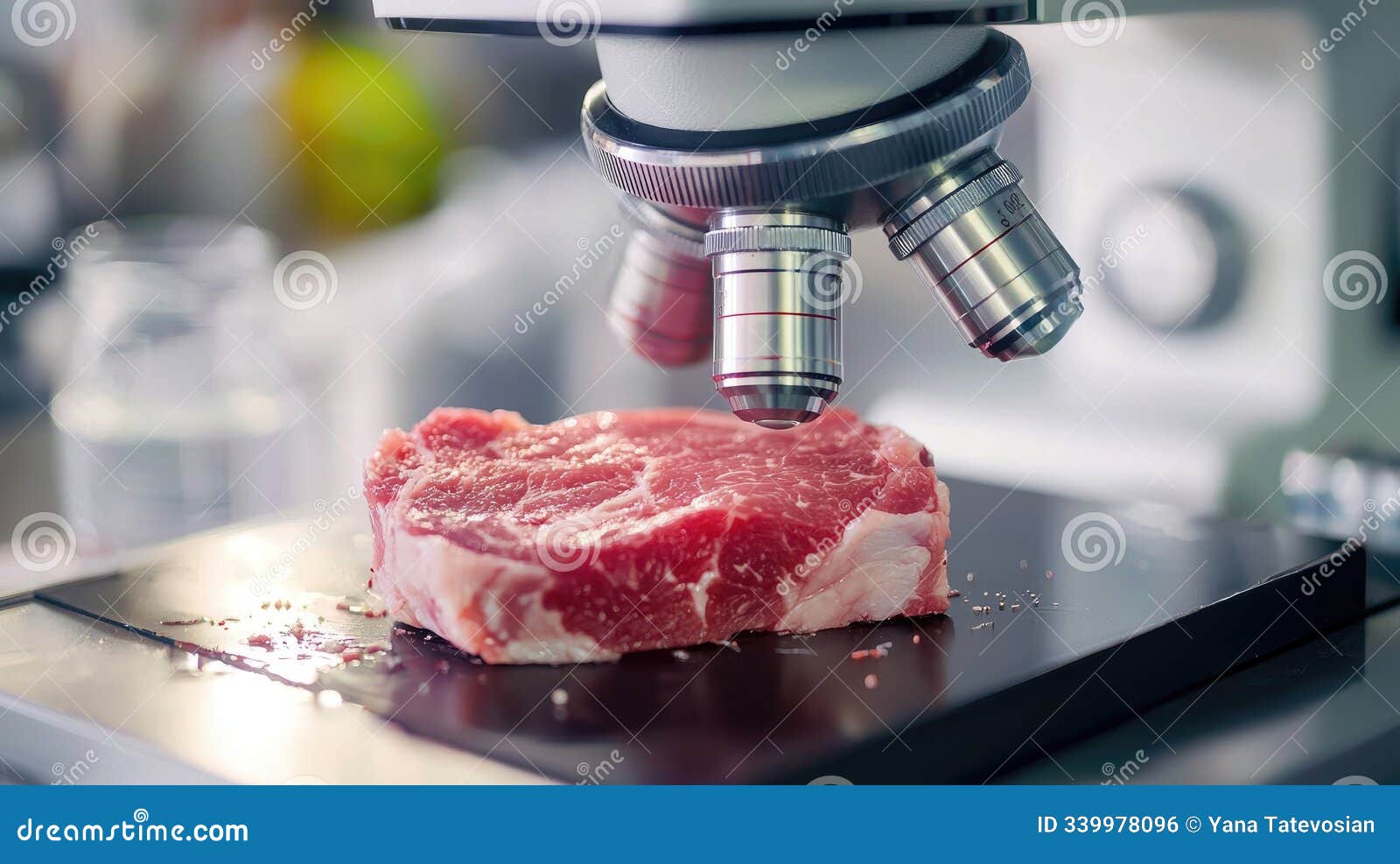 Examine Meat in a Lab Under a Microscope. Generated by Ai Stock Photo ...