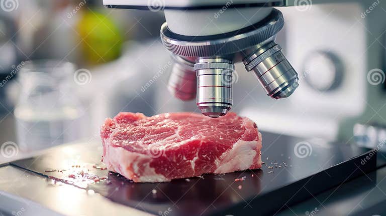 Examine Meat in a Lab Under a Microscope. Generated by Ai Stock Photo ...