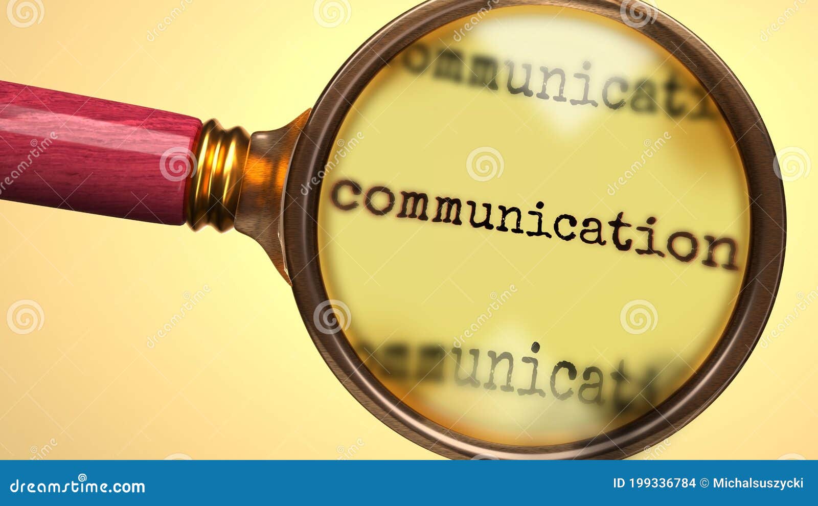 Examine and Study Communication, Showed As a Magnify Glass and Word ... Examine and Study Communication, Showed As a Magnify Glass and Word ...