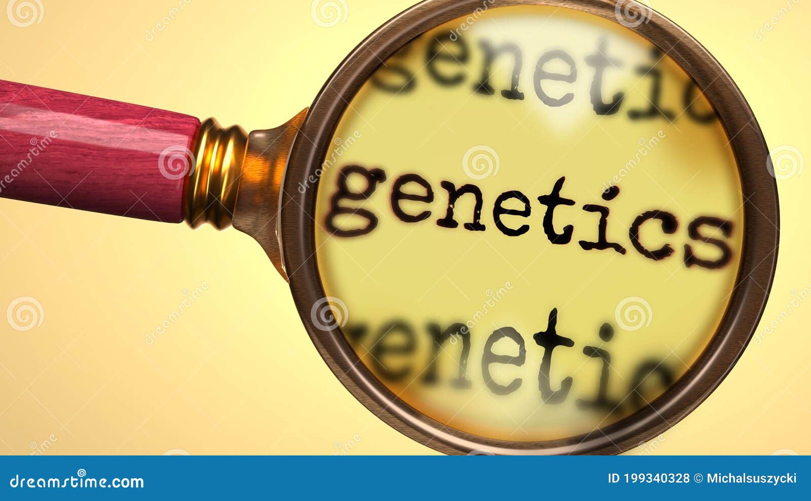 Examine and Study Genetics, Showed As a Magnify Glass and Word Genetics ...