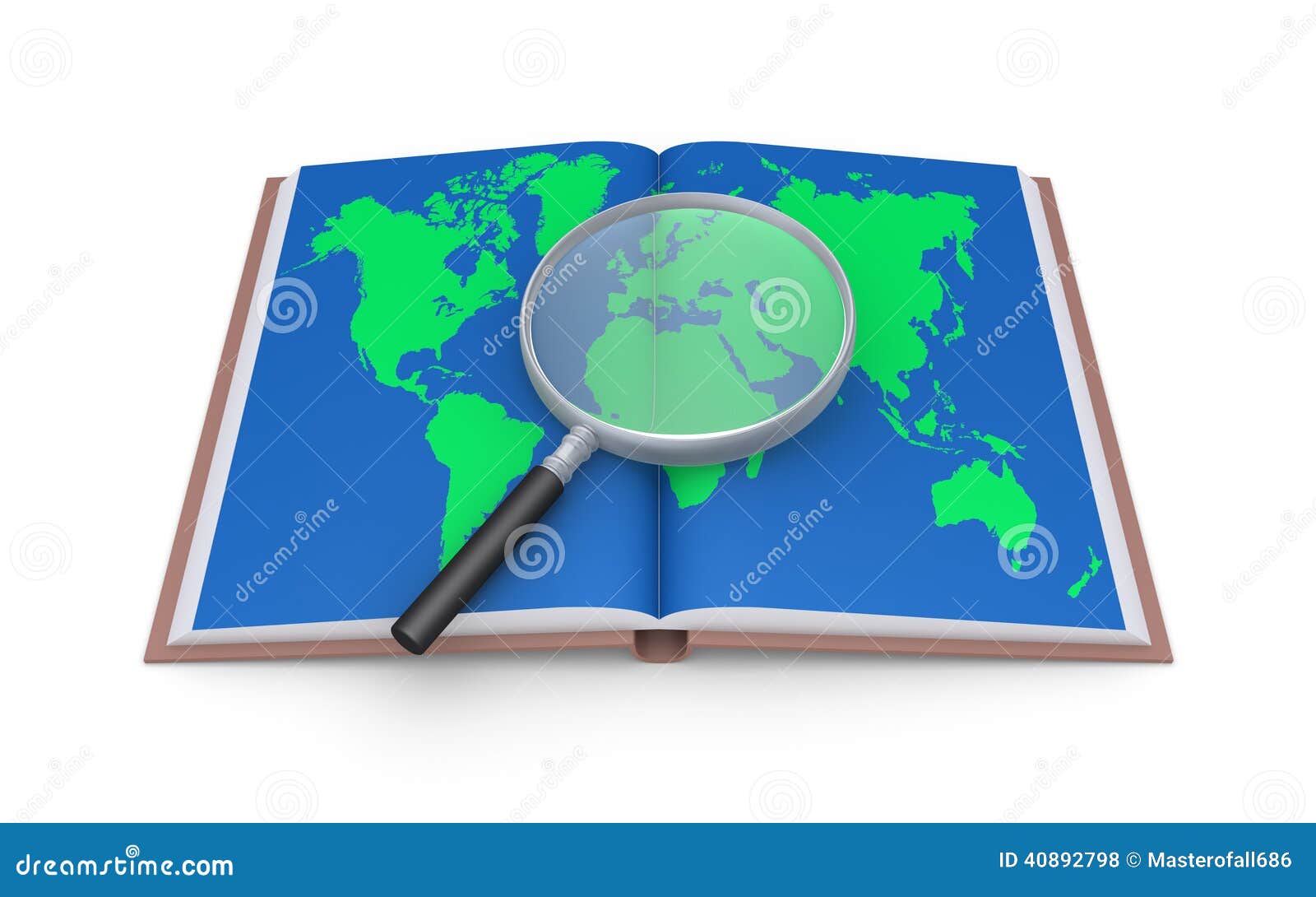 Examine the World Map with Magnifier Stock Illustration - Illustration ...
