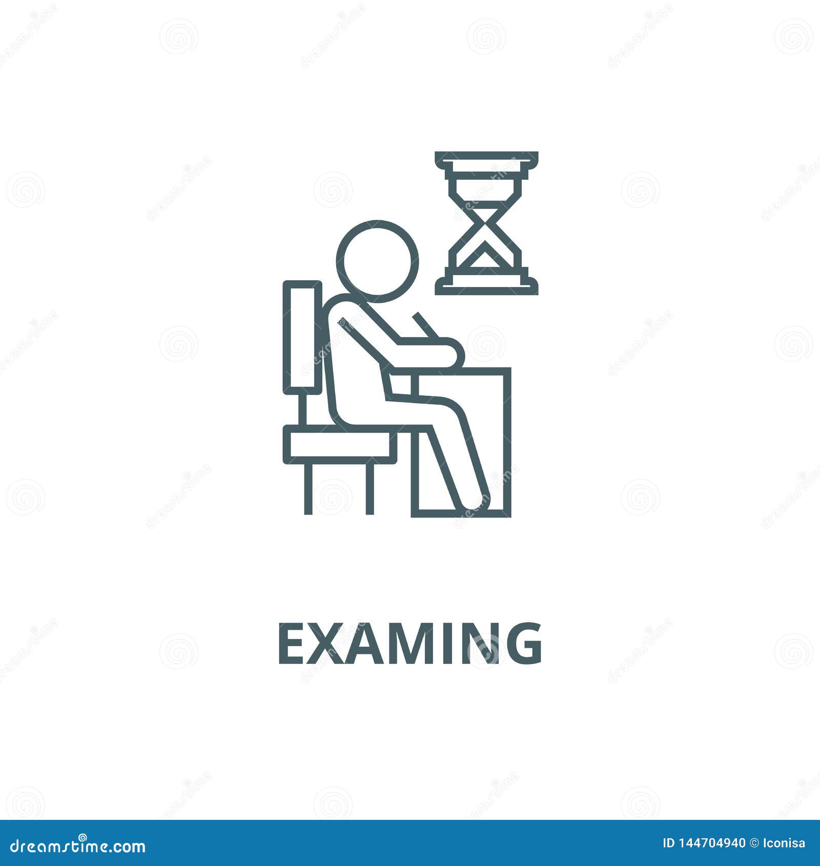 Examing, Test, Writing Man at Desk Line Icon, Vector. Examing, Test ... Examing, Test, Writing Man at Desk Line Icon, Vector. Examing, Test ...